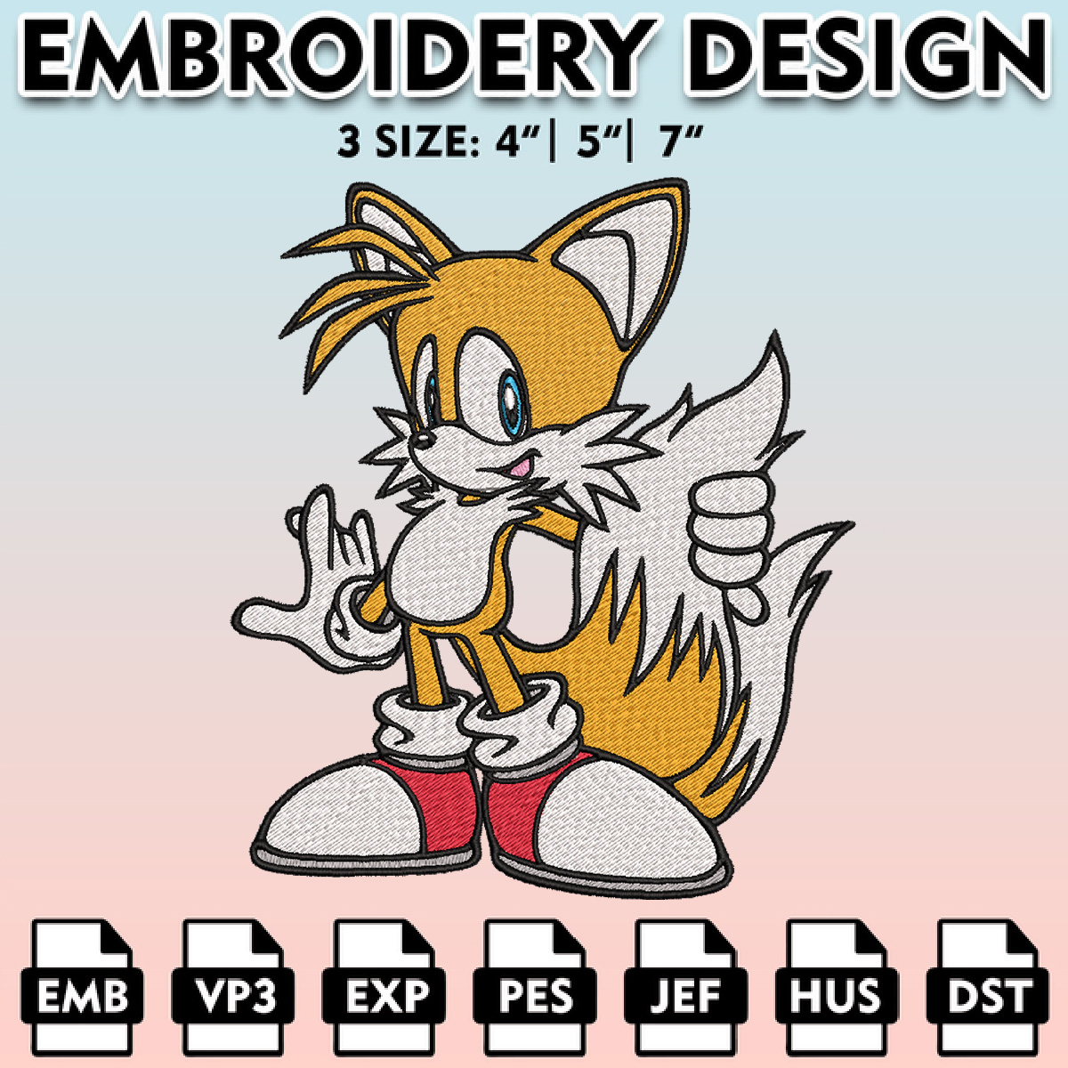Tails Embroidery Designs, Sonic the Hedgehog Embroidery File | Inspire ...