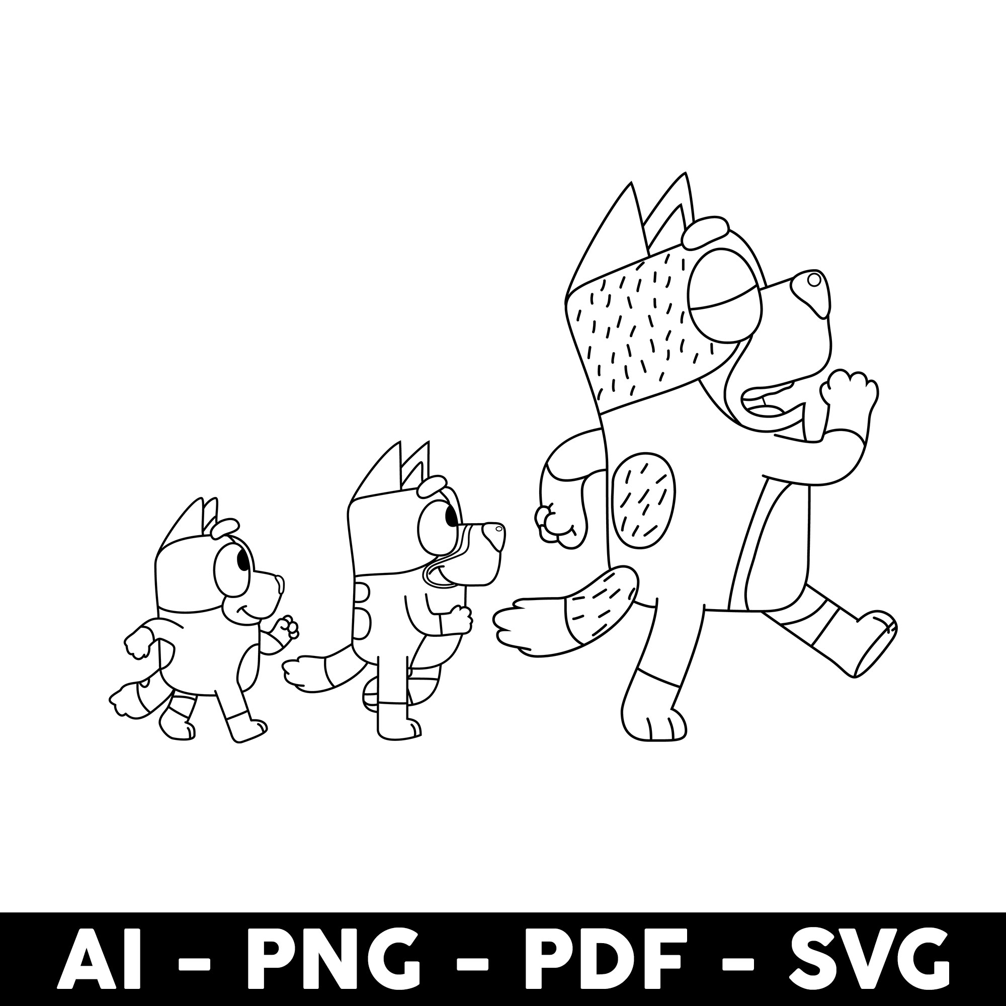 Bluey Family Outline Svg, Bluey Family Svg, Bluey Svg, Bluey - Inspire ...