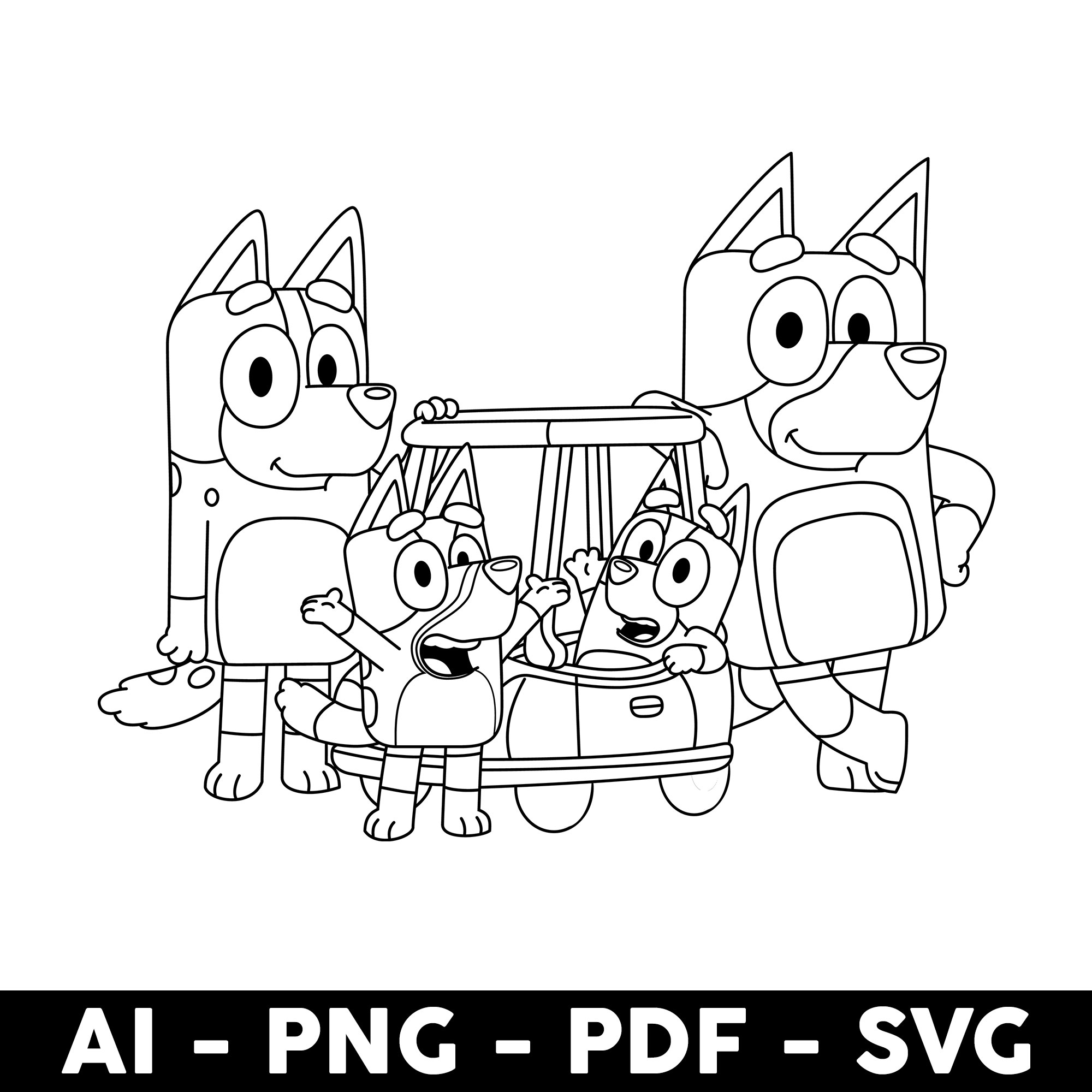 Bluey Family Outline Svg, Bluey Dog Family Svg, Bluey Svg, B | Inspire ...