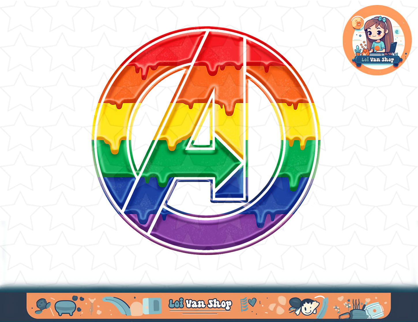 Marvel Avengers Rainbow Drip Logo T-Shirt copy png | Inspire Uplift