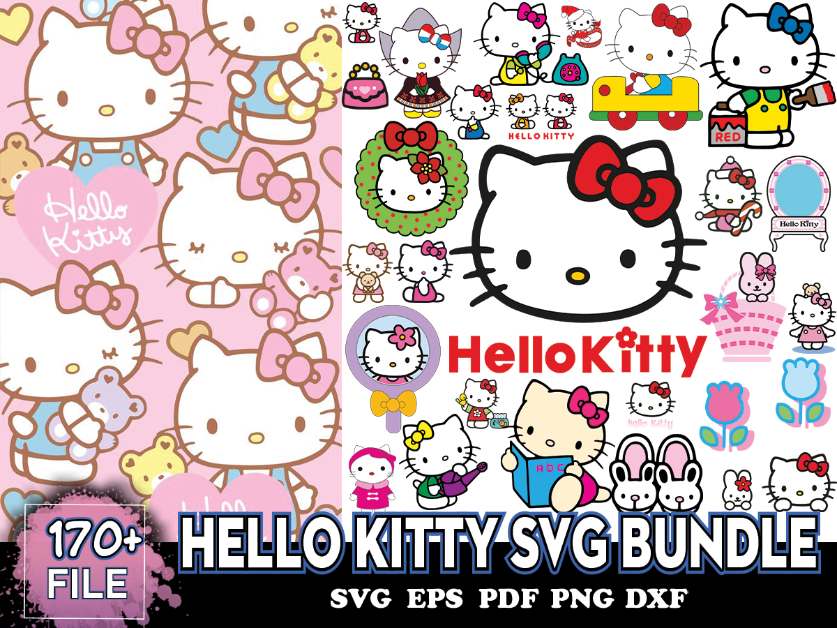 Hello Kitty Svg Bundle, Cat Svg, Cartoon Kitty Svg - Inspire Uplift