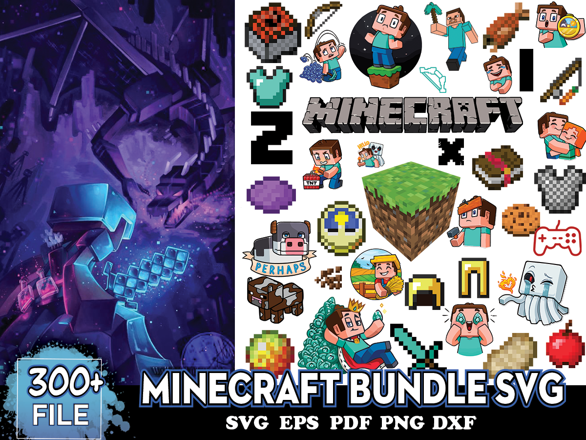 300 Minecraft Bundle Svg, Minecraft Svg, Game Svg - Inspire Uplift