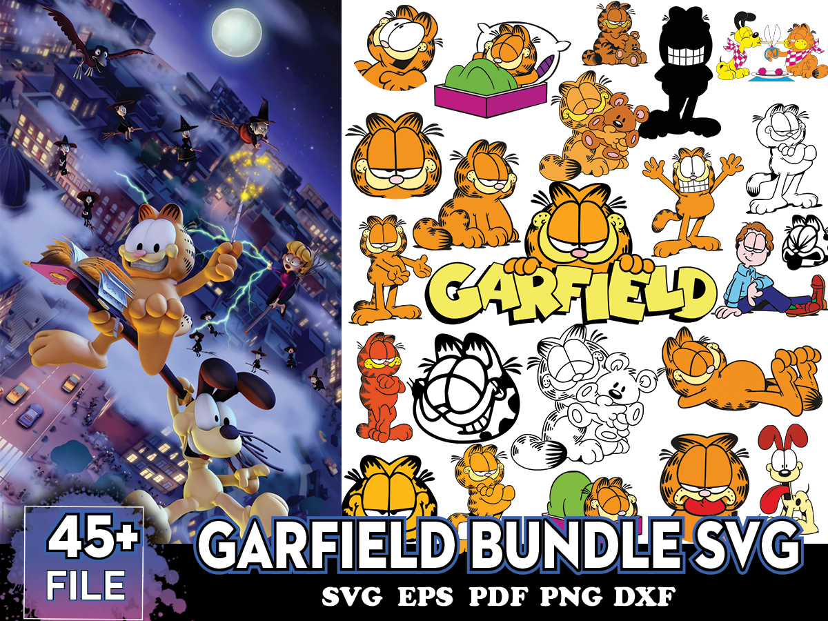45 Files Garfield Bundle Svg, Garfield Svg, Cartoon Svg | Inspire Uplift