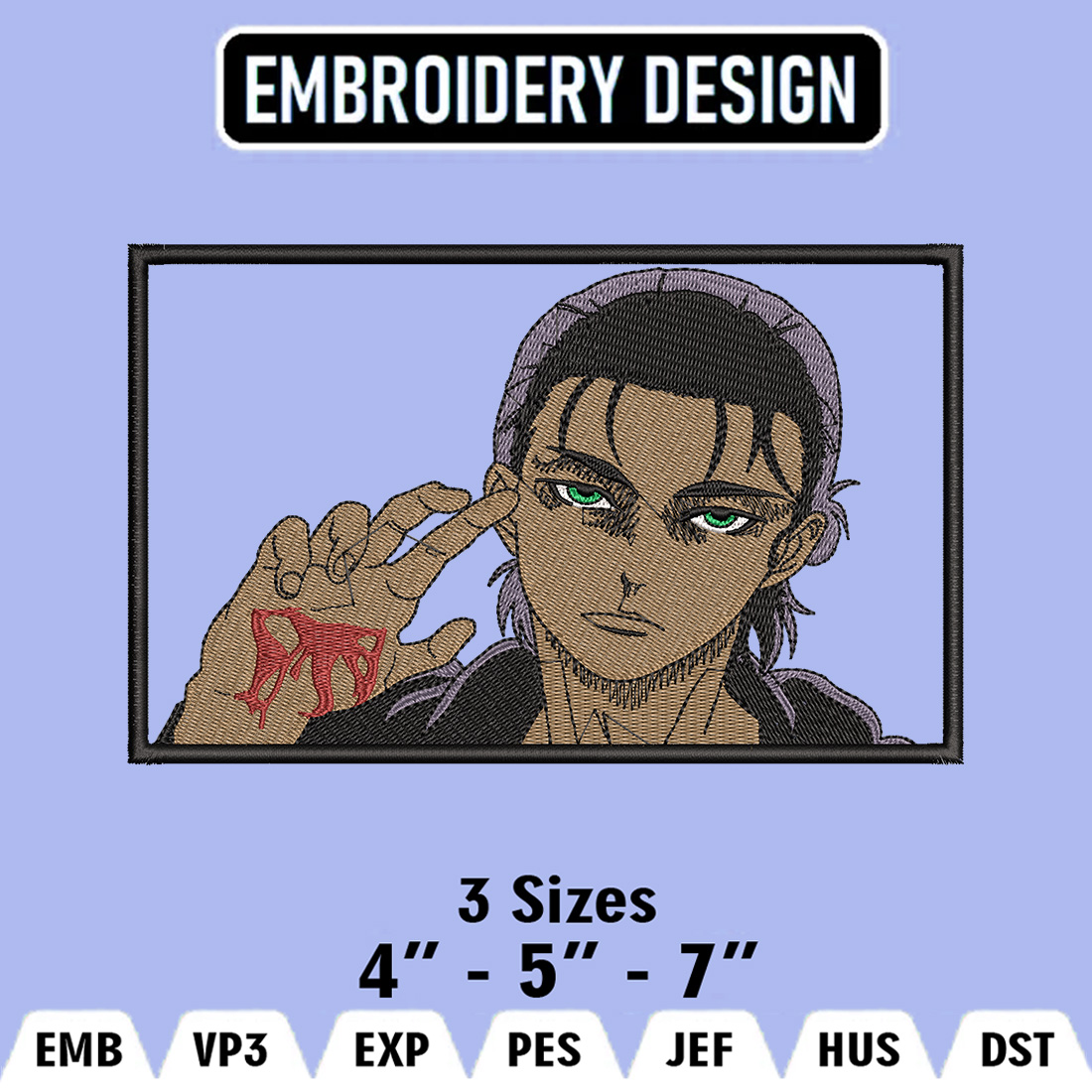 Eren Yeager Embroidery Designs, Eren Logo Embroidery Files, - Inspire ...