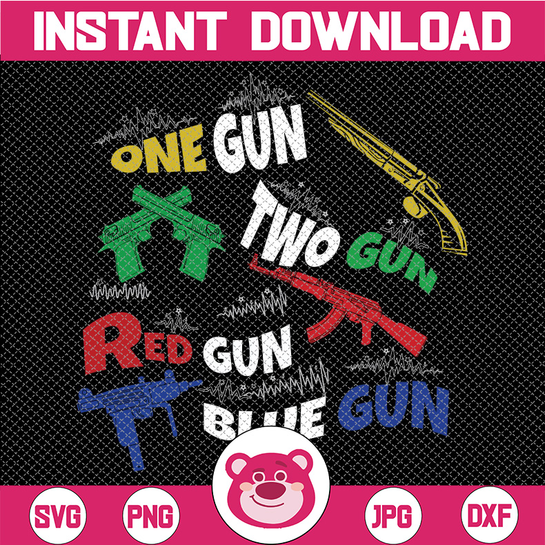 One gun two gun red gun blue gun svg Digital Png File - T-s - Inspire ...