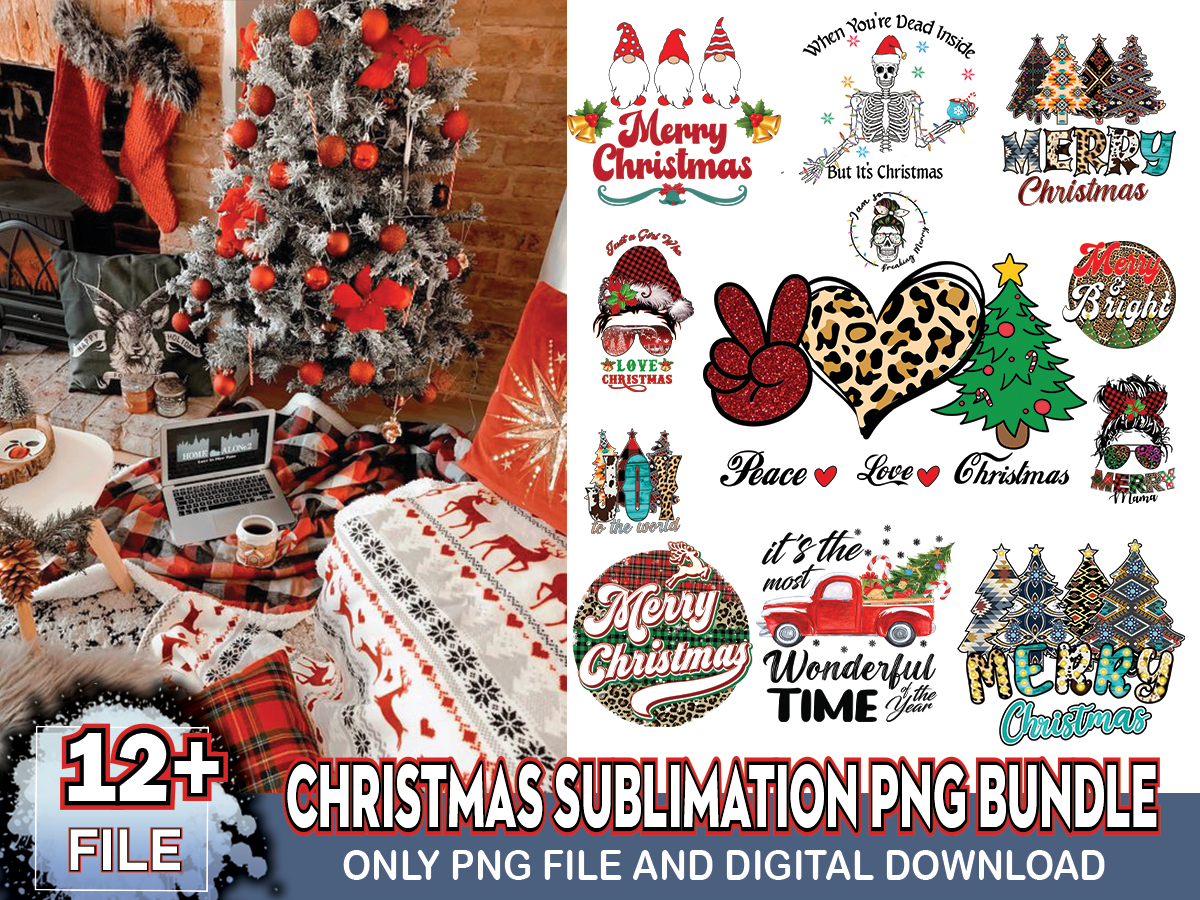 Christmas Sublimation PNG Bundle, Christmas Png, Xmas Png, M - Inspire ...
