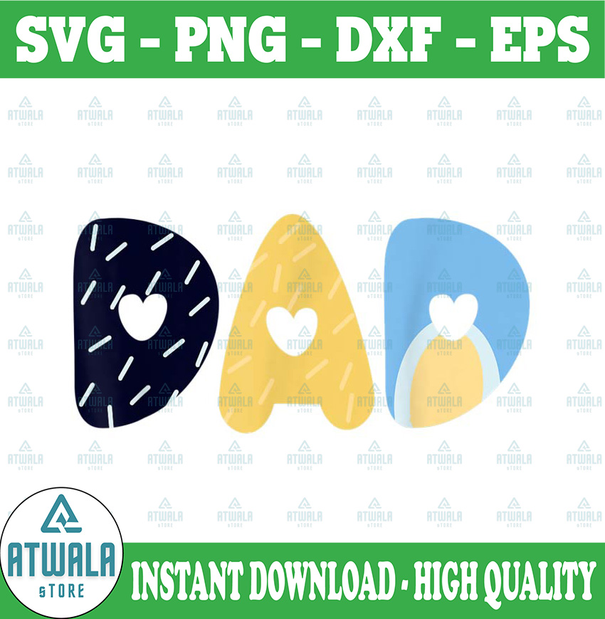 Bluey Dad For Daddy, Blue Heeler Cartoon Dog Family, Father' | Inspire ...