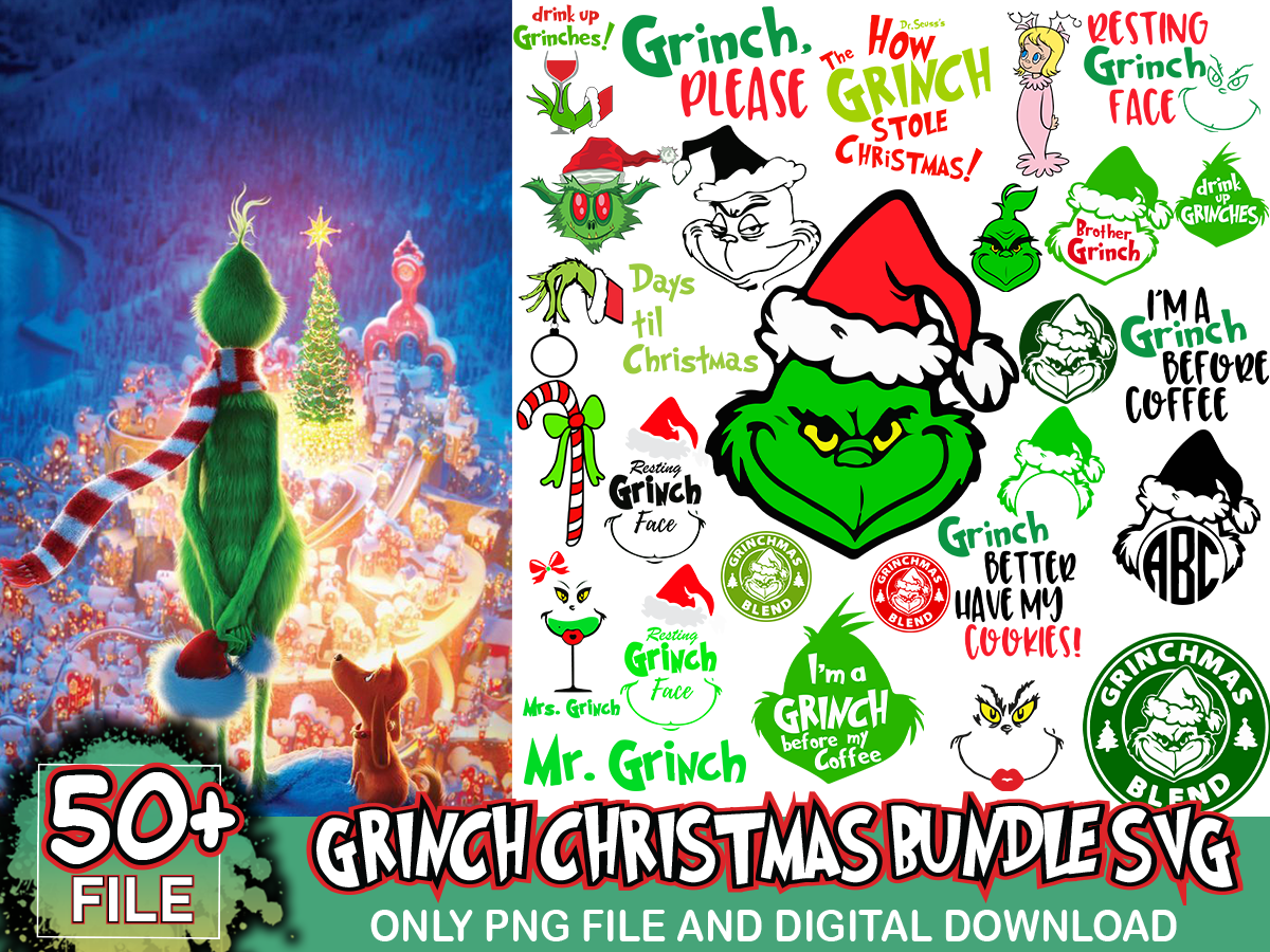 50 Files Grinch Svg Bundle, Christmas Svg, Grinch Svg, Santa | Inspire ...