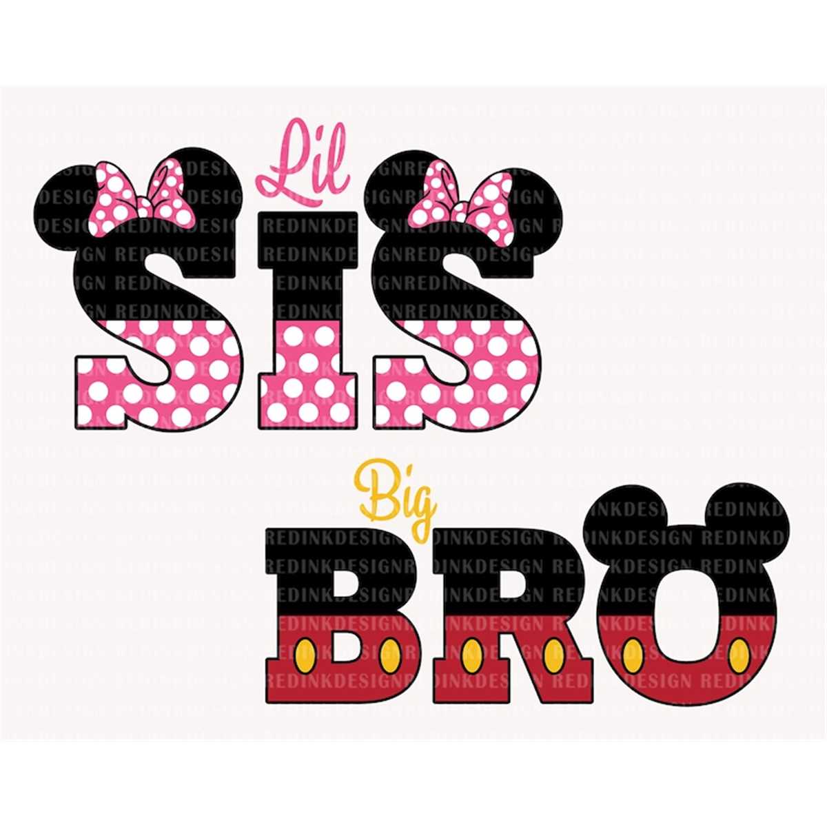 Lil Sis, Big Bro Svg, Mouse Sis Svg, Mouse Bro Svg, Family T - Inspire ...