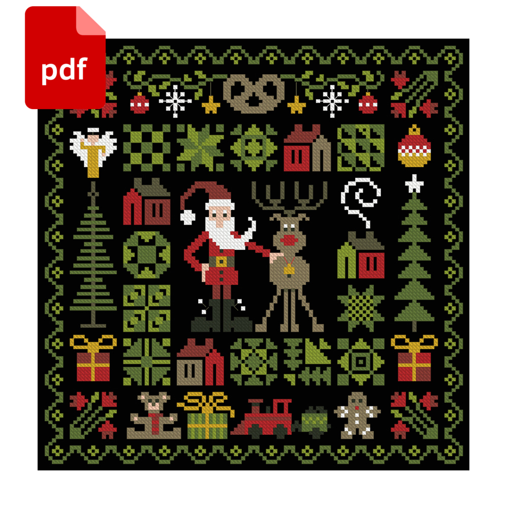 Christmas sampler de Noel cross stitch santa reindeer easy c | Inspire ...