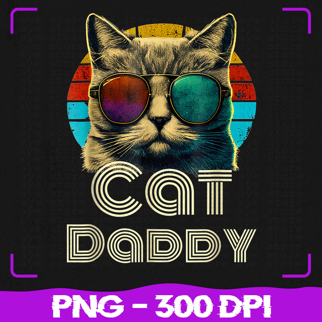 Cat Daddy Png, Retro Cat Dad Png, 80s, 90s, Vintage, Sublima - Inspire ...