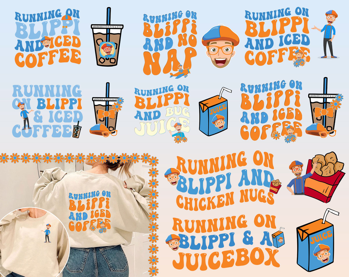 8 RUNNING ON BLIP AND ICED COFFEE PNG BUNDLE, TREND CARTOON - Inspire ...
