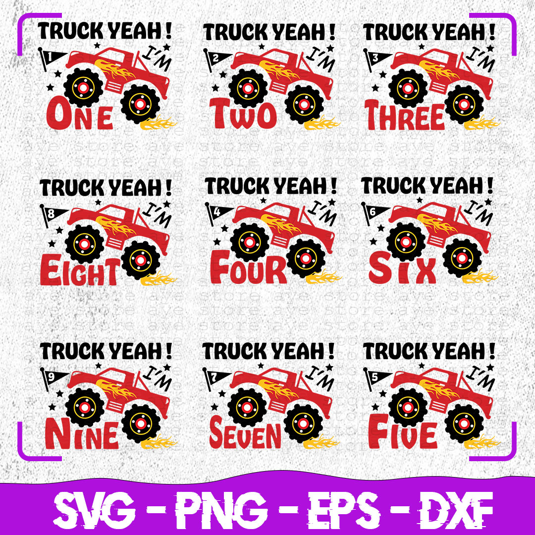 Truck yeah Svg, Truck yeah! I'm svg, Svg Bundle, Monster Tru | Inspire ...