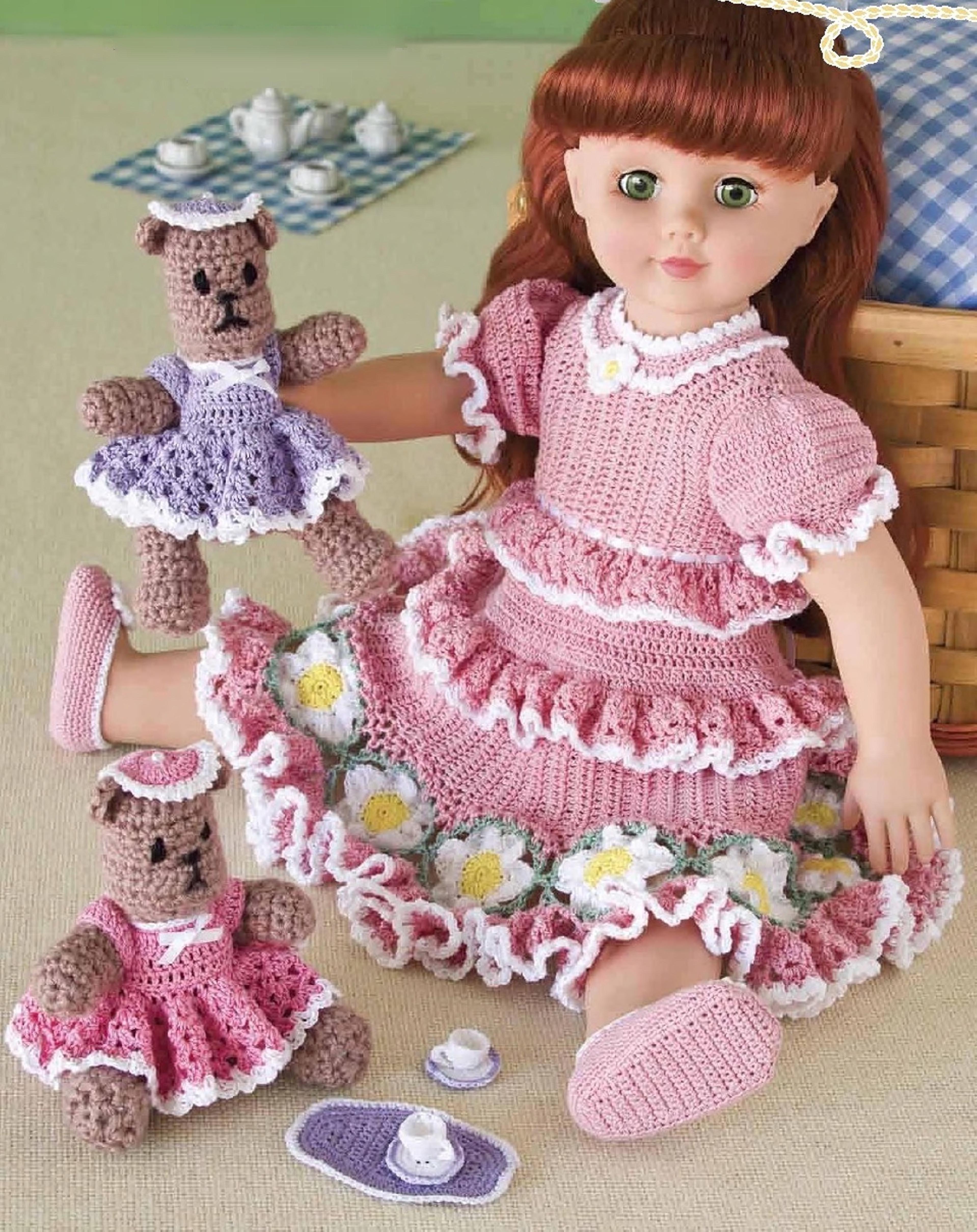 Teddy Bears Crochet pattern - Ruffled Dress for 18-inch doll | Inspire ...