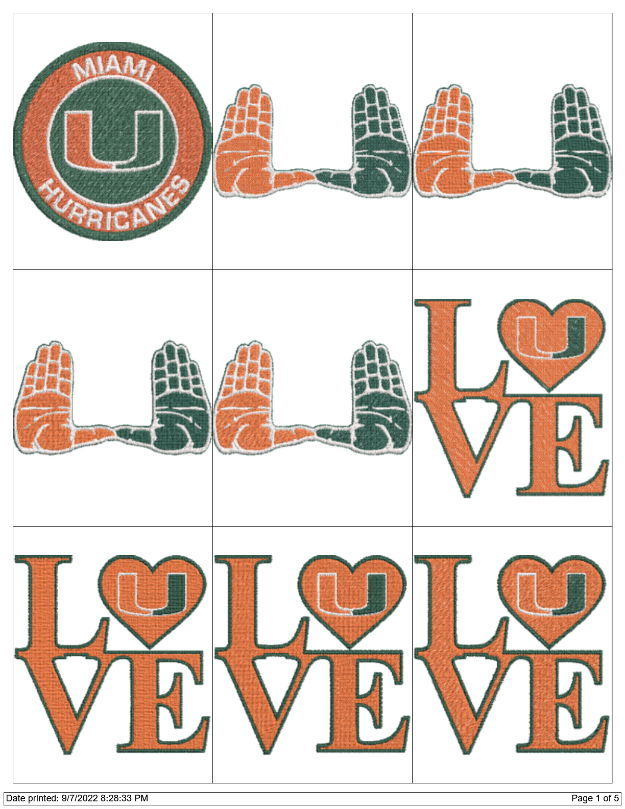 Collection COLLEGE SPORTS MIAMI HURRICANES LOGO'S Embroider - Inspire ...