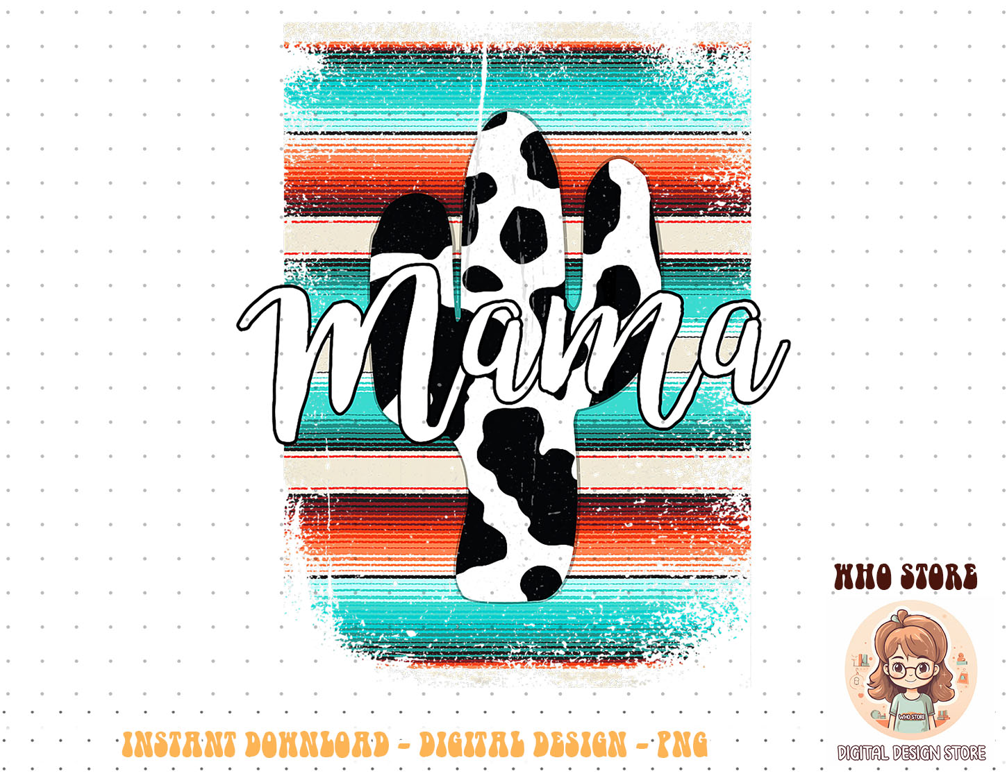 Western Mom Serape cow Cactus Leopard Cowgirl Rodeo Mama png | Inspire ...