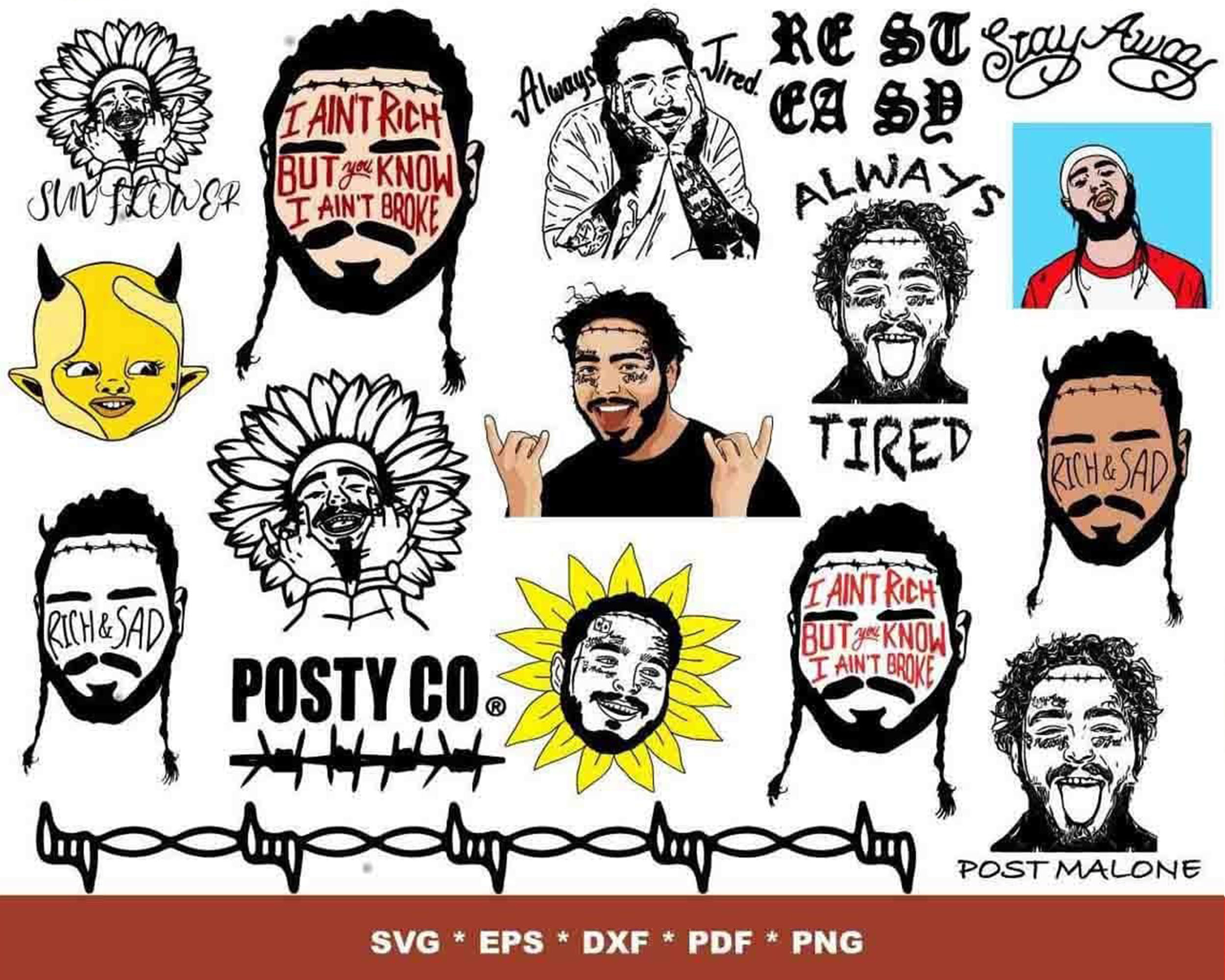270 files Post Malone svg, Digital Download | Inspire Uplift