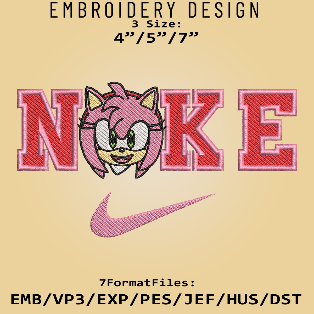 Nike Amy Rose Embroidery Designs, Sonic the Hedgehog Embroid | Inspire ...