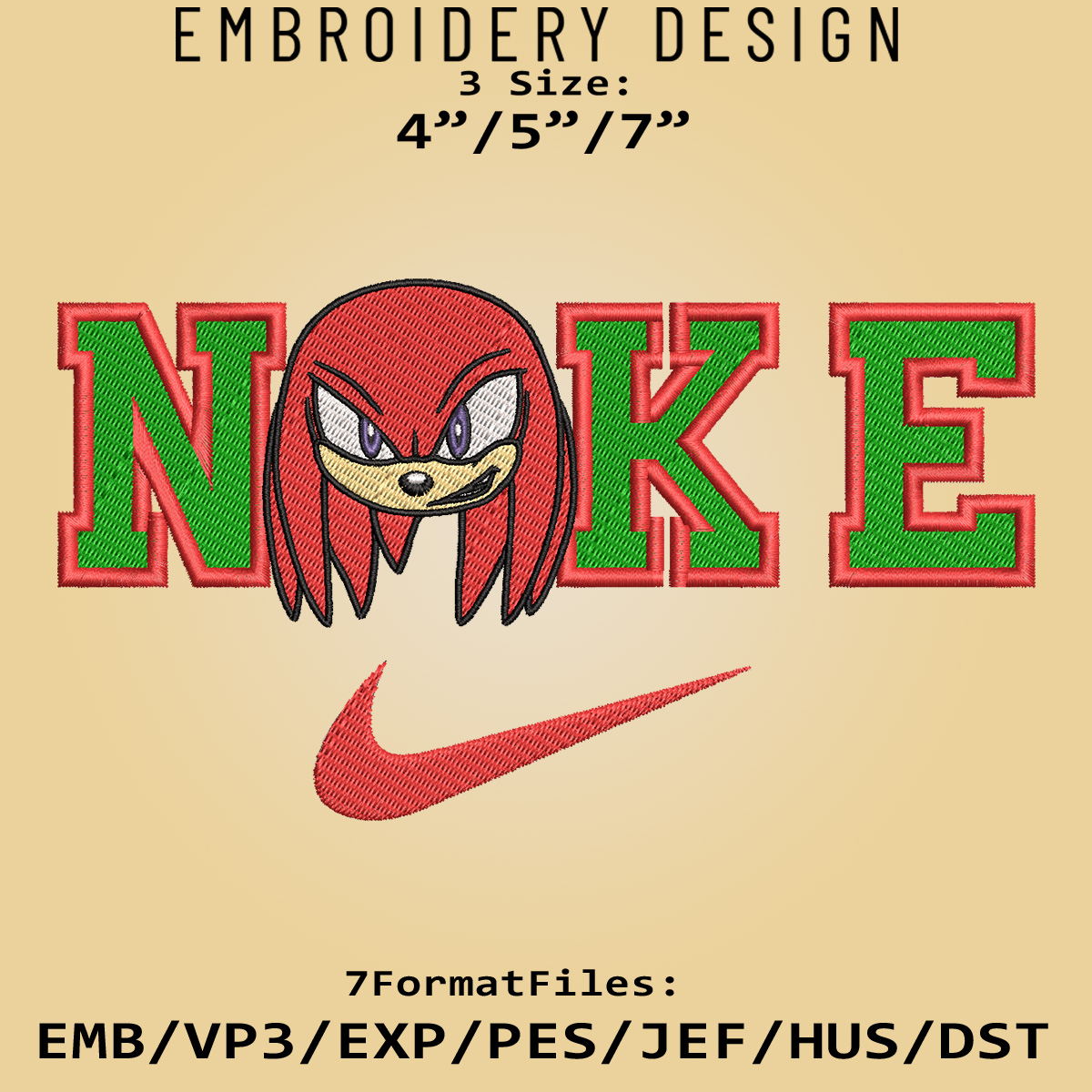 Nike Knuckles Embroidery Designs, Sonic the Hedgehog Embroid | Inspire ...
