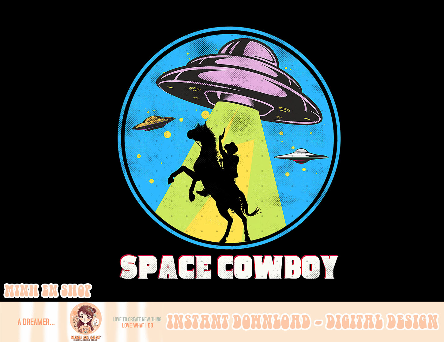 Cowboy Alien Spaceship Abduction Vintage Distressed Western | Inspire ...