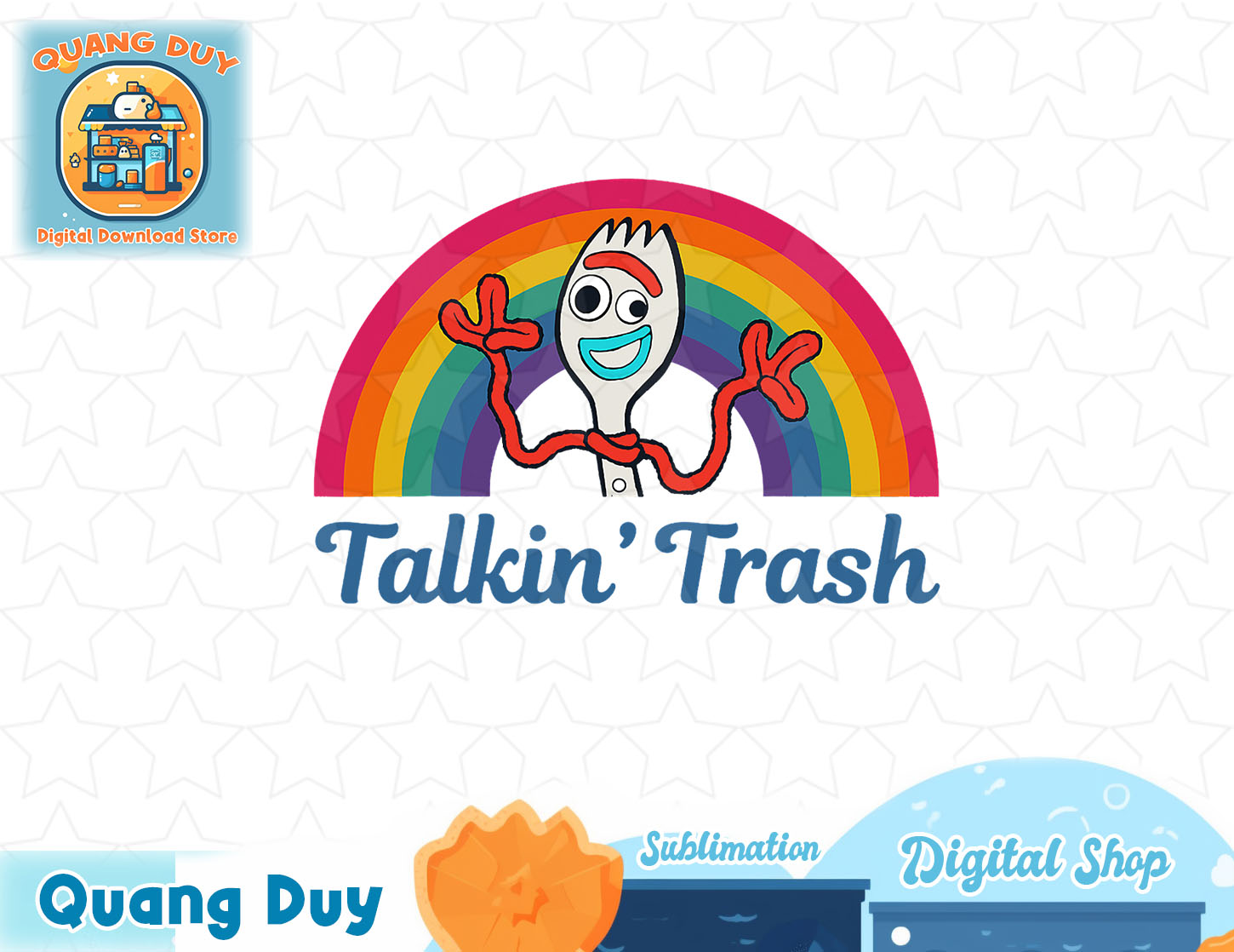 Disney Pixar Toy Story 4 Forky Talkin Trash Rainbow Poster T - Inspire ...