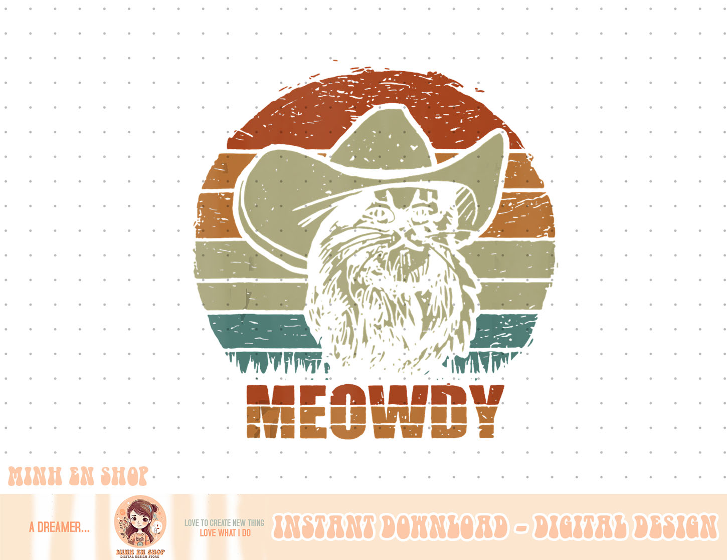 Funny Retro Cat Cowboy Meowdy Western Country Cat Lovers png - Inspire ...