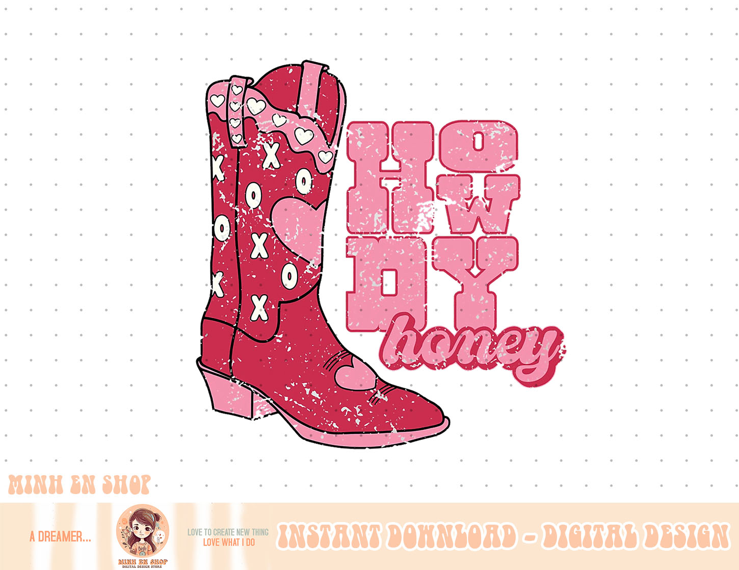 Howdy Honey Cowgirl Boot Western Valentines Day Retro Groovy - Inspire ...