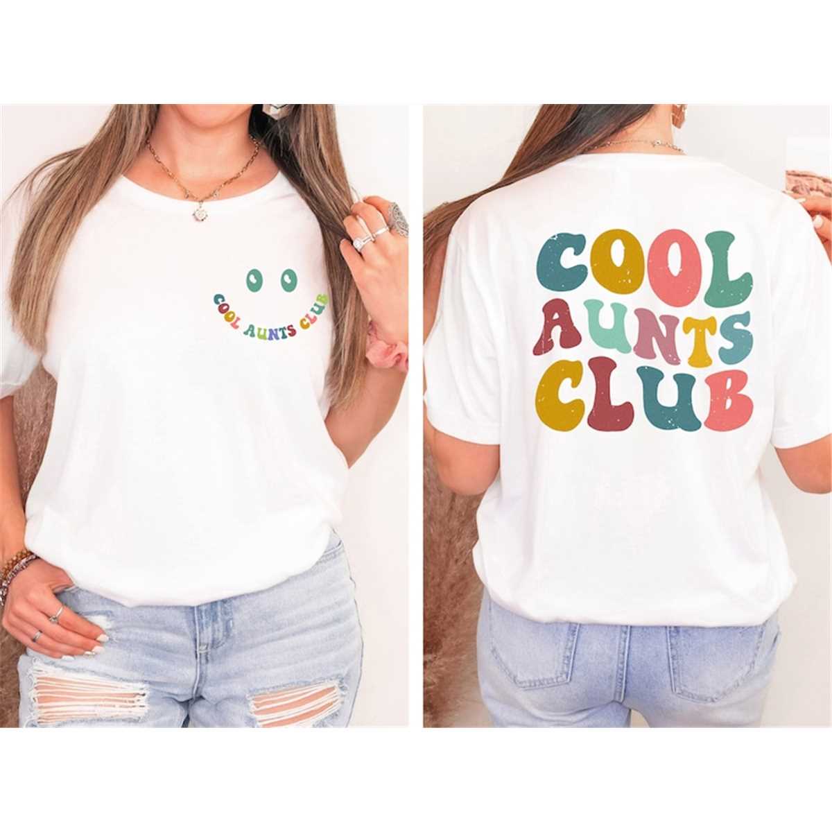 Cool Aunts Club Shirt Front and Back, Cool Aunt Shirt, Mothe - Inspire ...