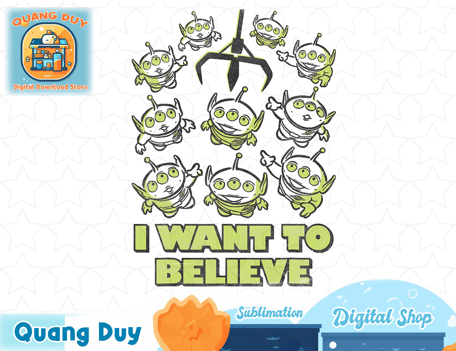 Disney Pixar Toy Story Alien Claw I Want To Believe Sketch T | Inspire ...