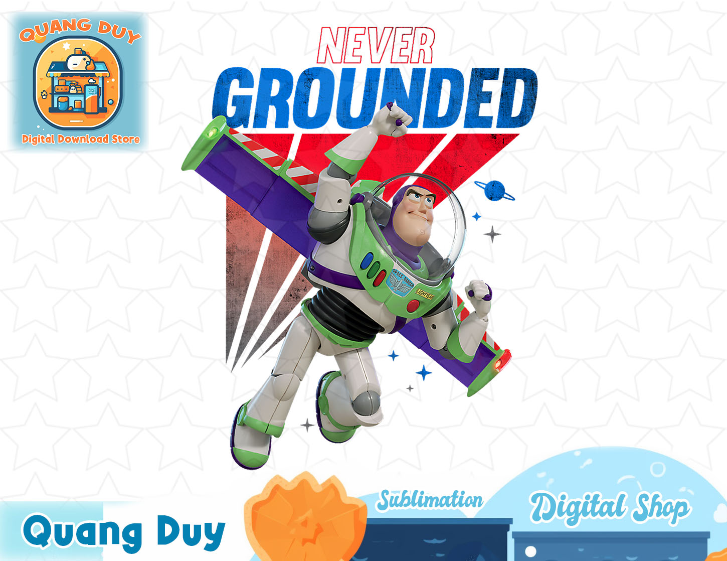 Disney Pixar Toy Story Buzz Lightyear Never Grounded T-Shirt - Inspire ...