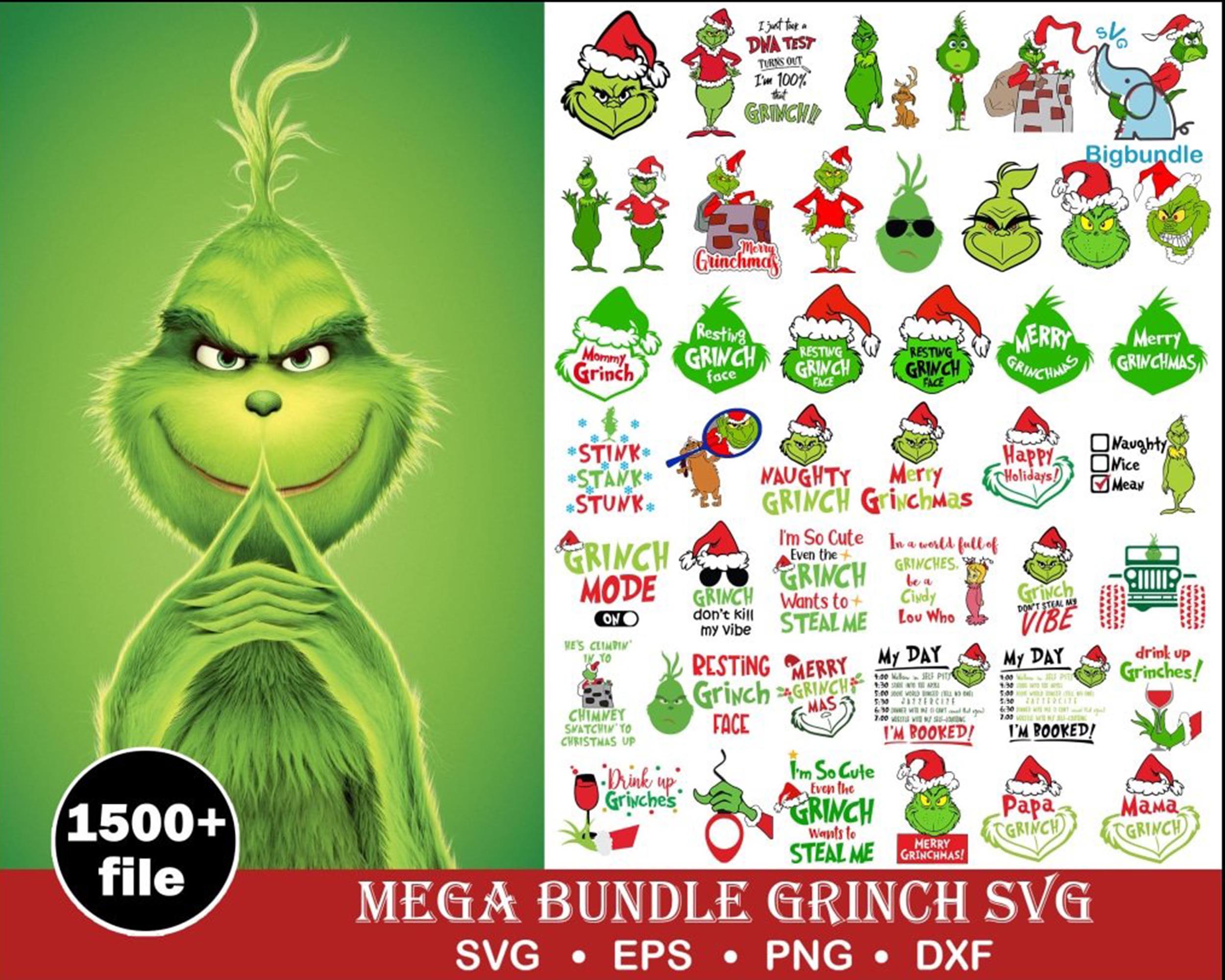 1500 Grinch Bundle SVG, Grinch SVG, Grinch Cutting Image, , | Inspire ...