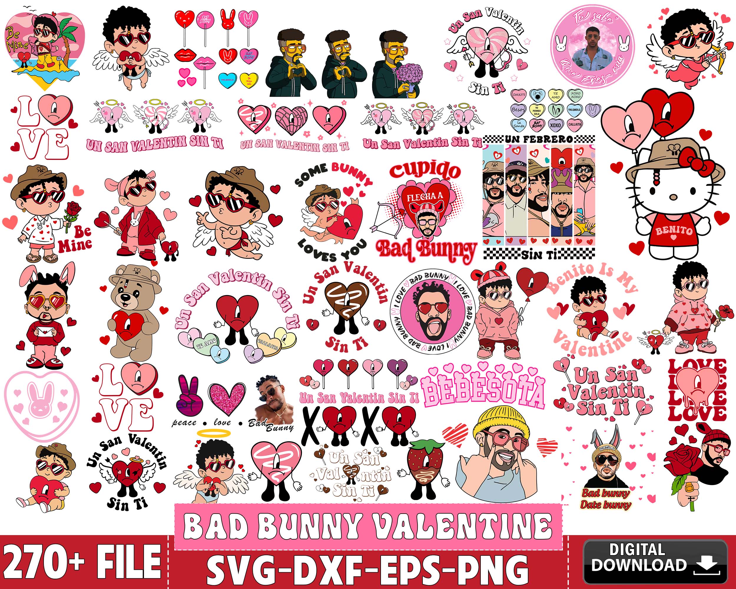 270 file Bad Bunny Valentine SVG bundle , Valentine day SVG | Inspire ...