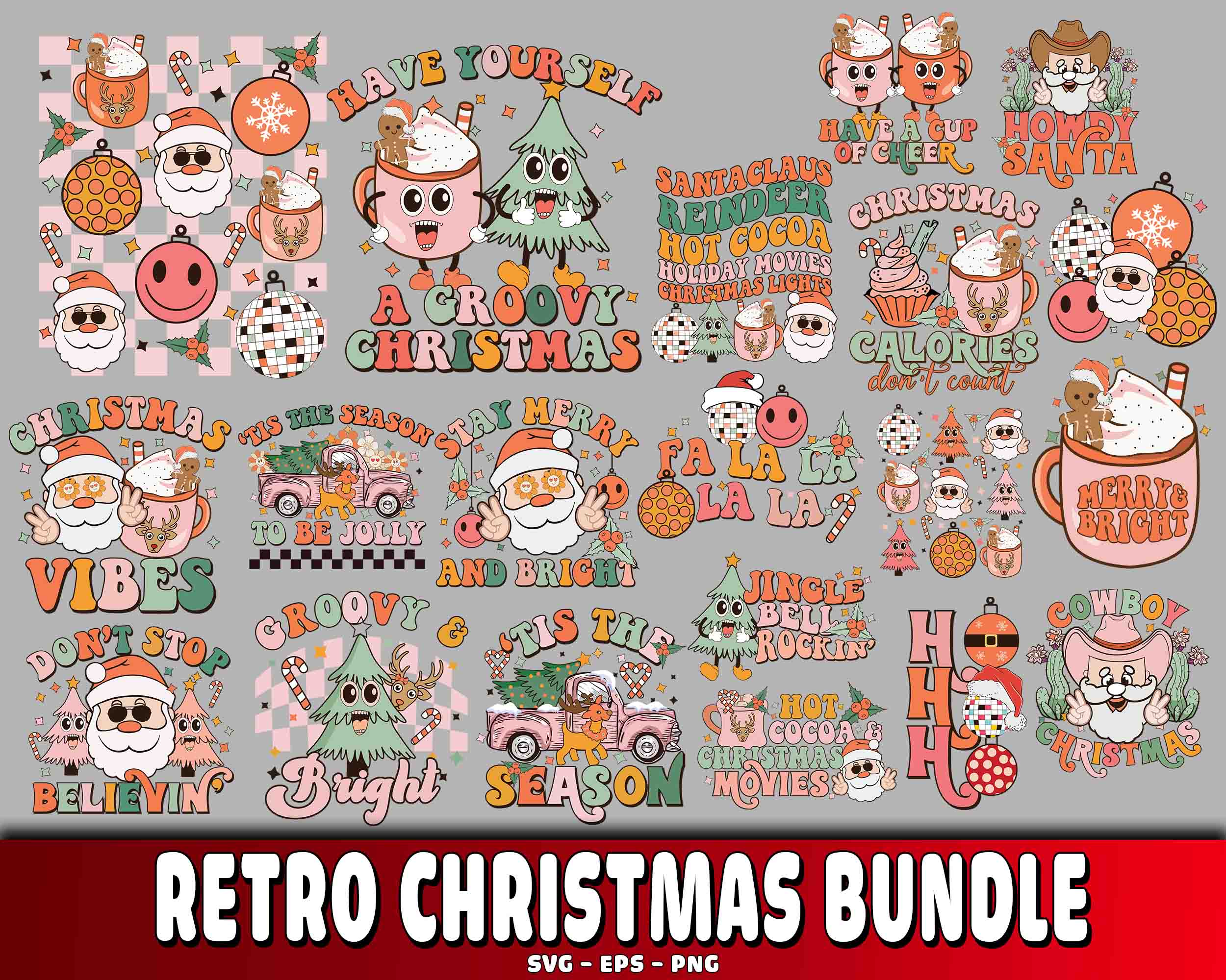 Retro christmas bundle 11 SVG, Digital Download | Inspire Uplift