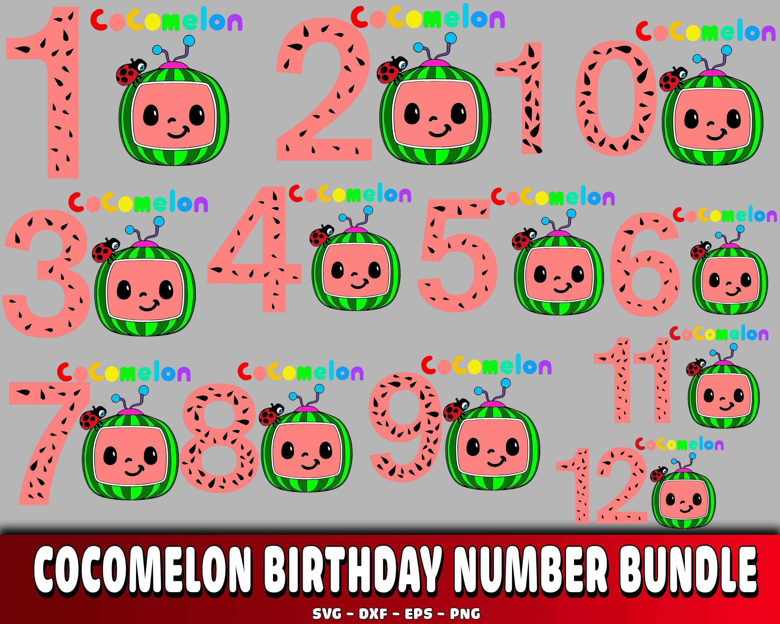Cocomelon Birthday Number bundle svg , Cocomelon svg - Inspire Uplift