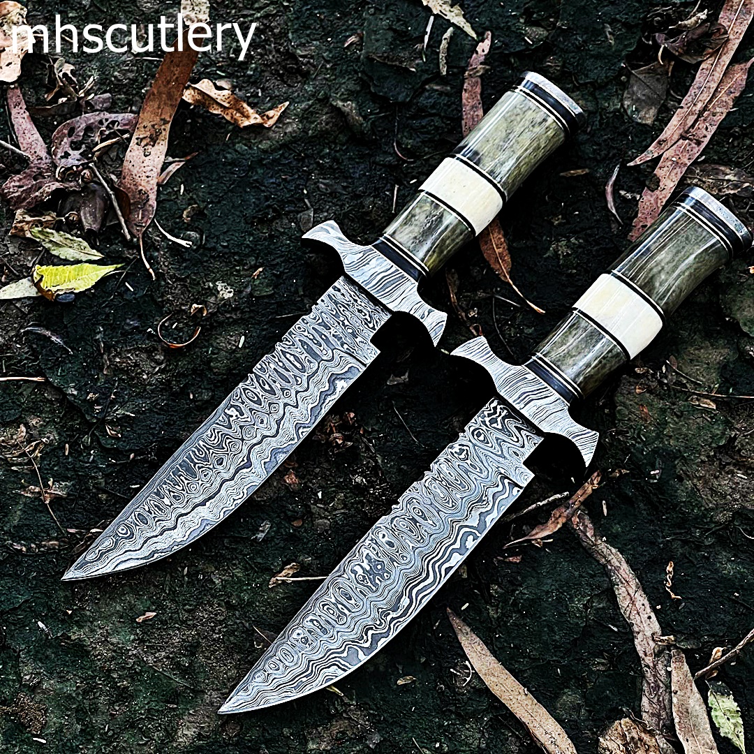 Custom Handmade Damascus Steel Bushcraft Hunting Bowie Knive | Inspire ...