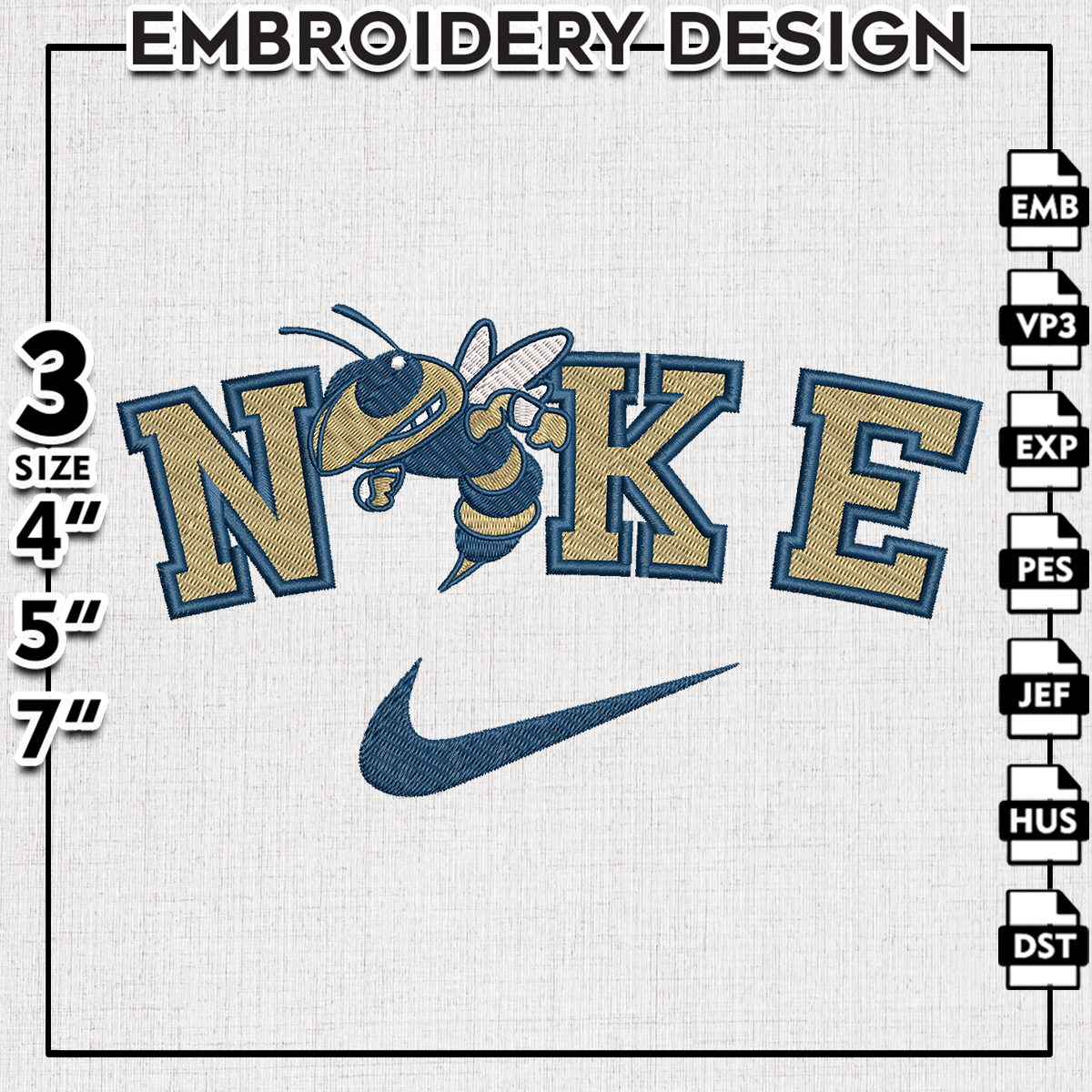 Nike Georgia Tech Yellow Jackets Embroidery Designs, NCAA Em | Inspire ...
