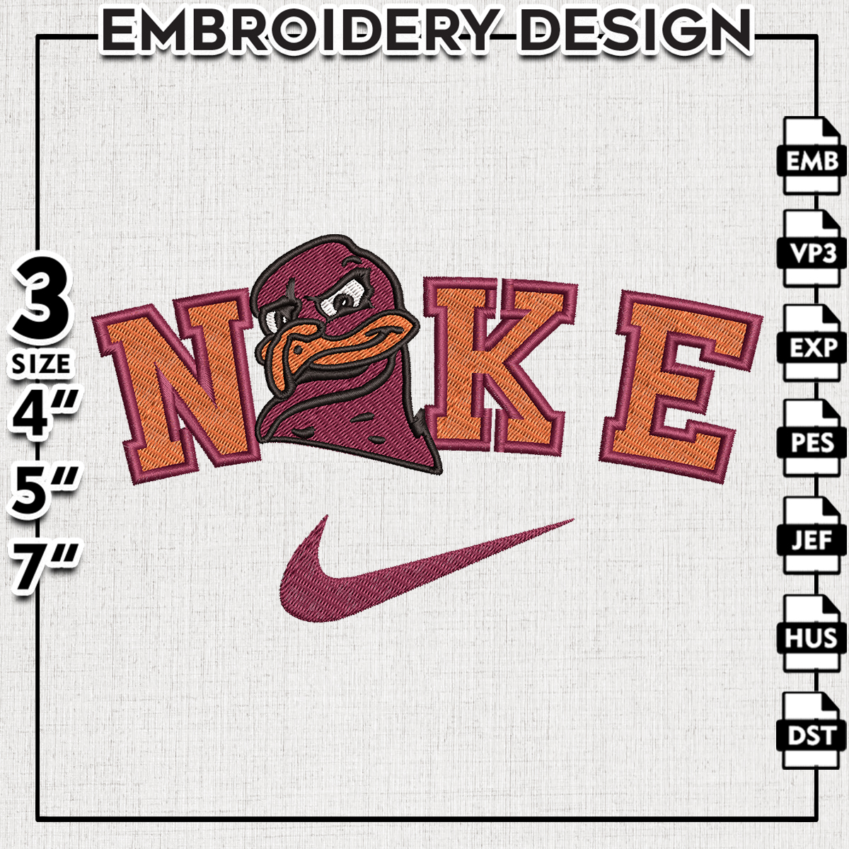 Nike Virginia Tech Hokies Embroidery Designs, NCAA Embroider | Inspire ...