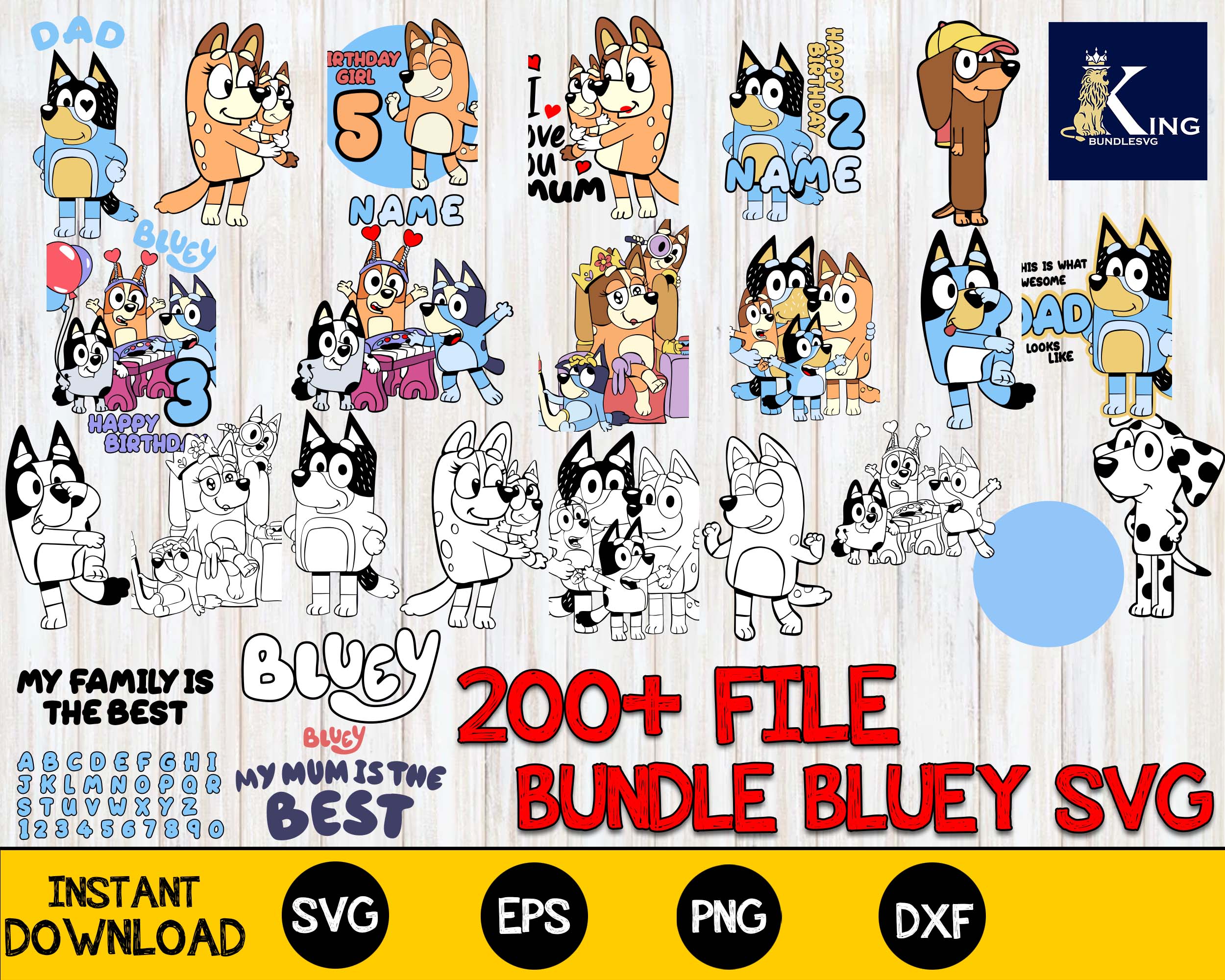 200 file bluey bundle svg, Digital Download | Inspire Uplift