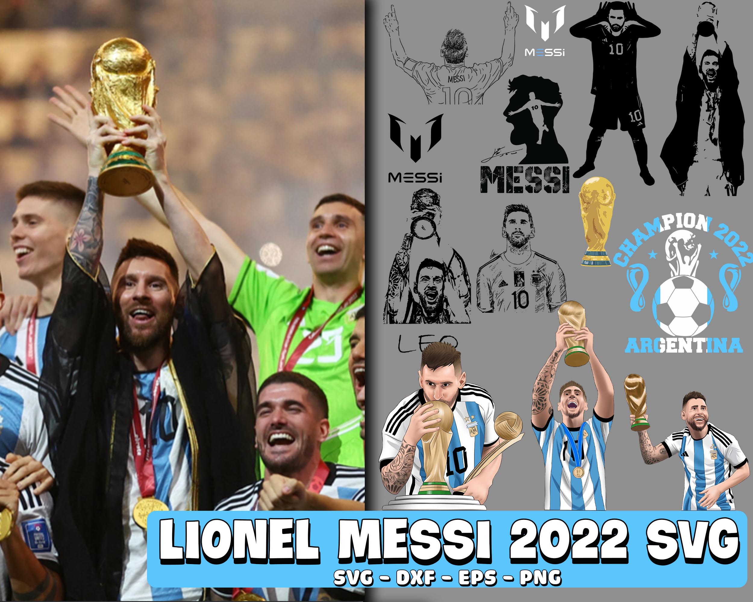 Lionel Messi SVG Bundle, Digital Download | Inspire Uplift