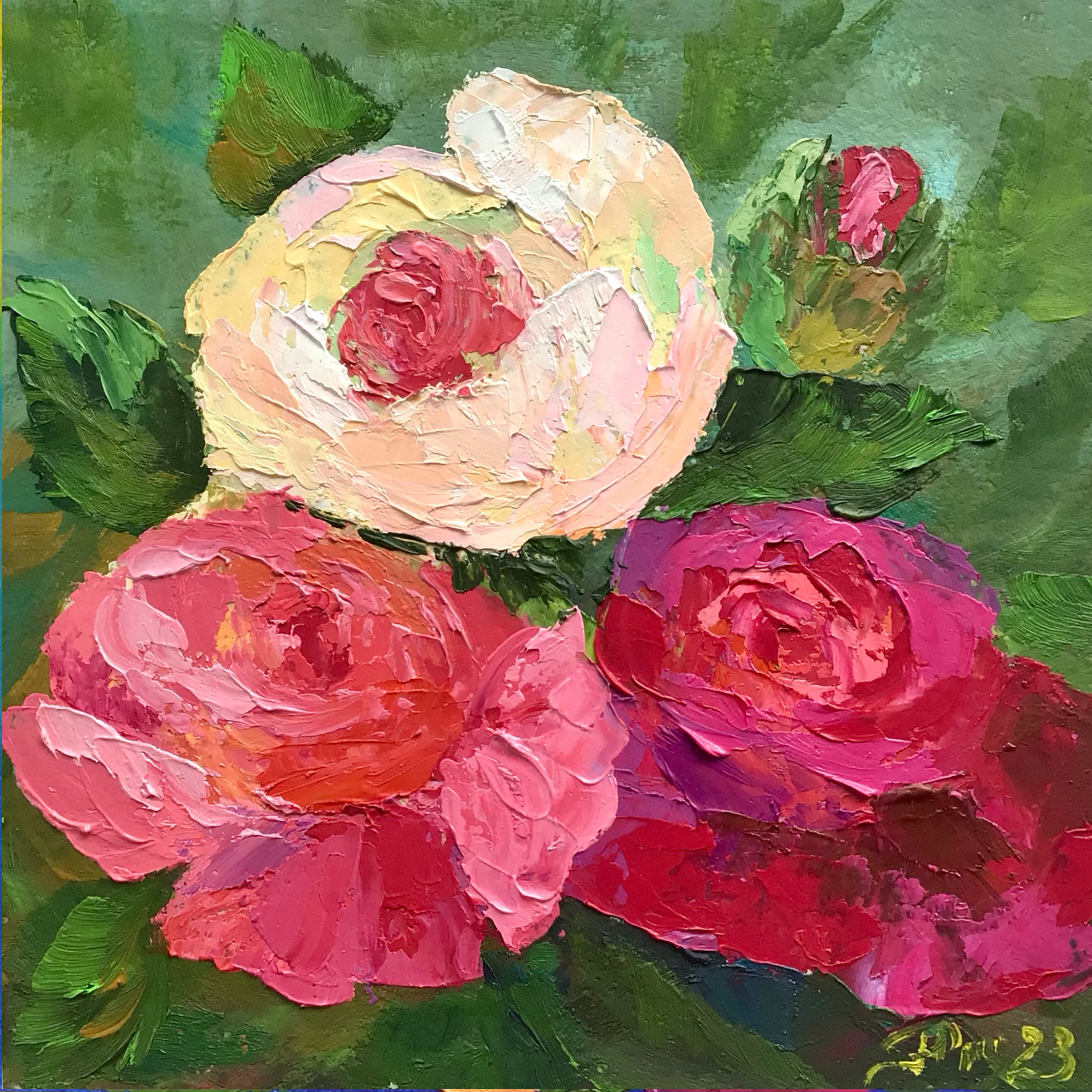 Roses Painting Oil Artwork Small Art Bright Roses Painting S | Inspire ...