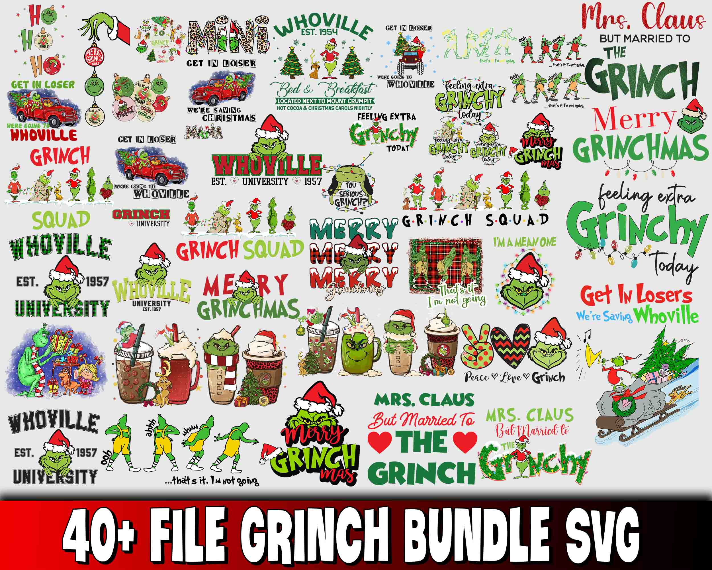 40 file grinch bundle svg, Digital Download | Inspire Uplift