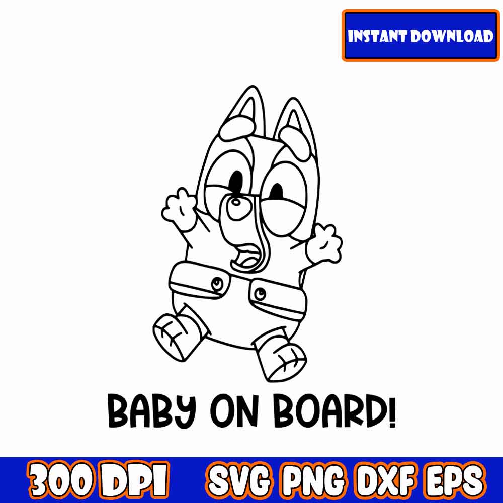 baby bluey on board outline svg, bluey svg bundle, bluey png | Inspire ...