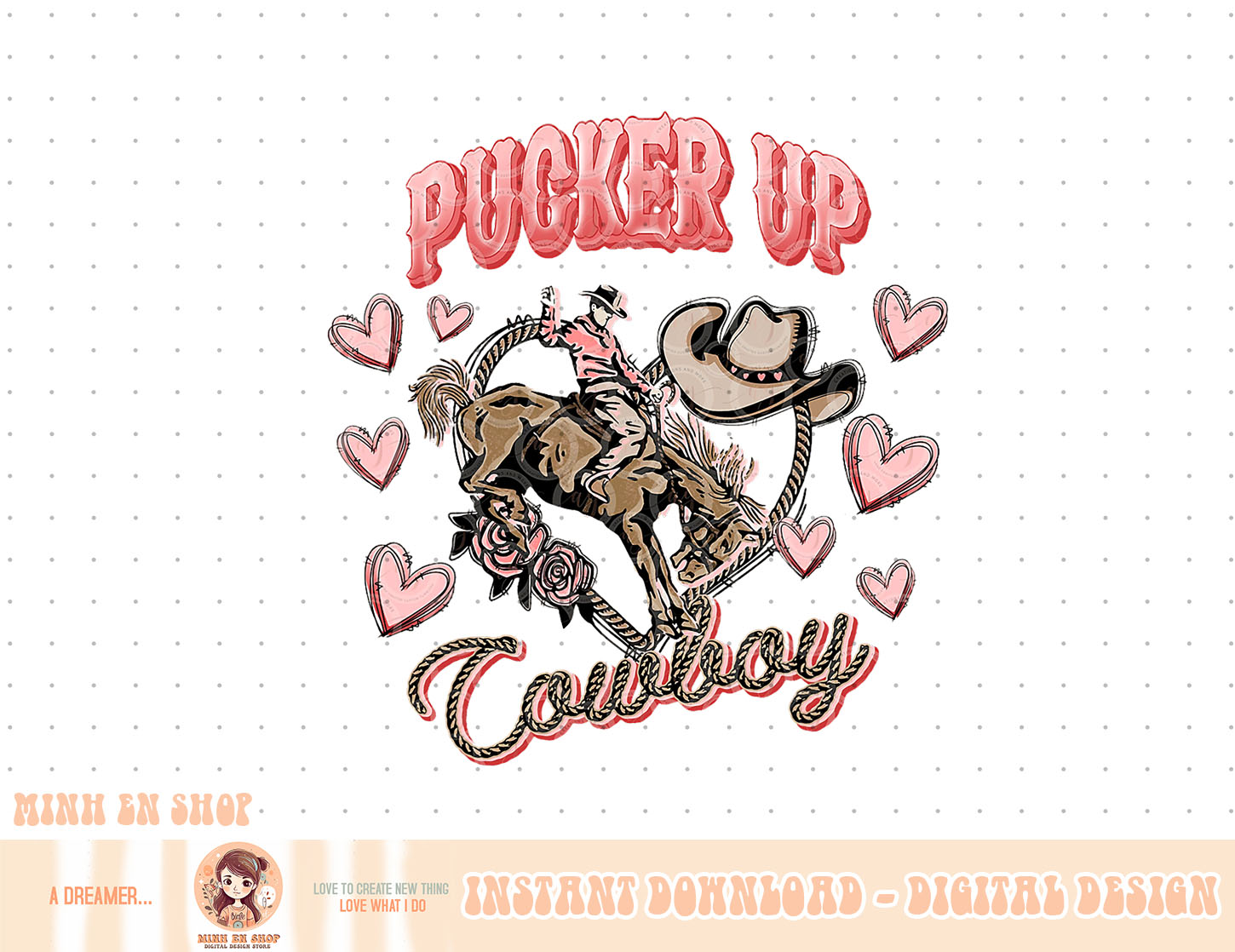 Retro Pucker Up Cowboy Western Cowgirl Valentines Day png - Inspire Uplift