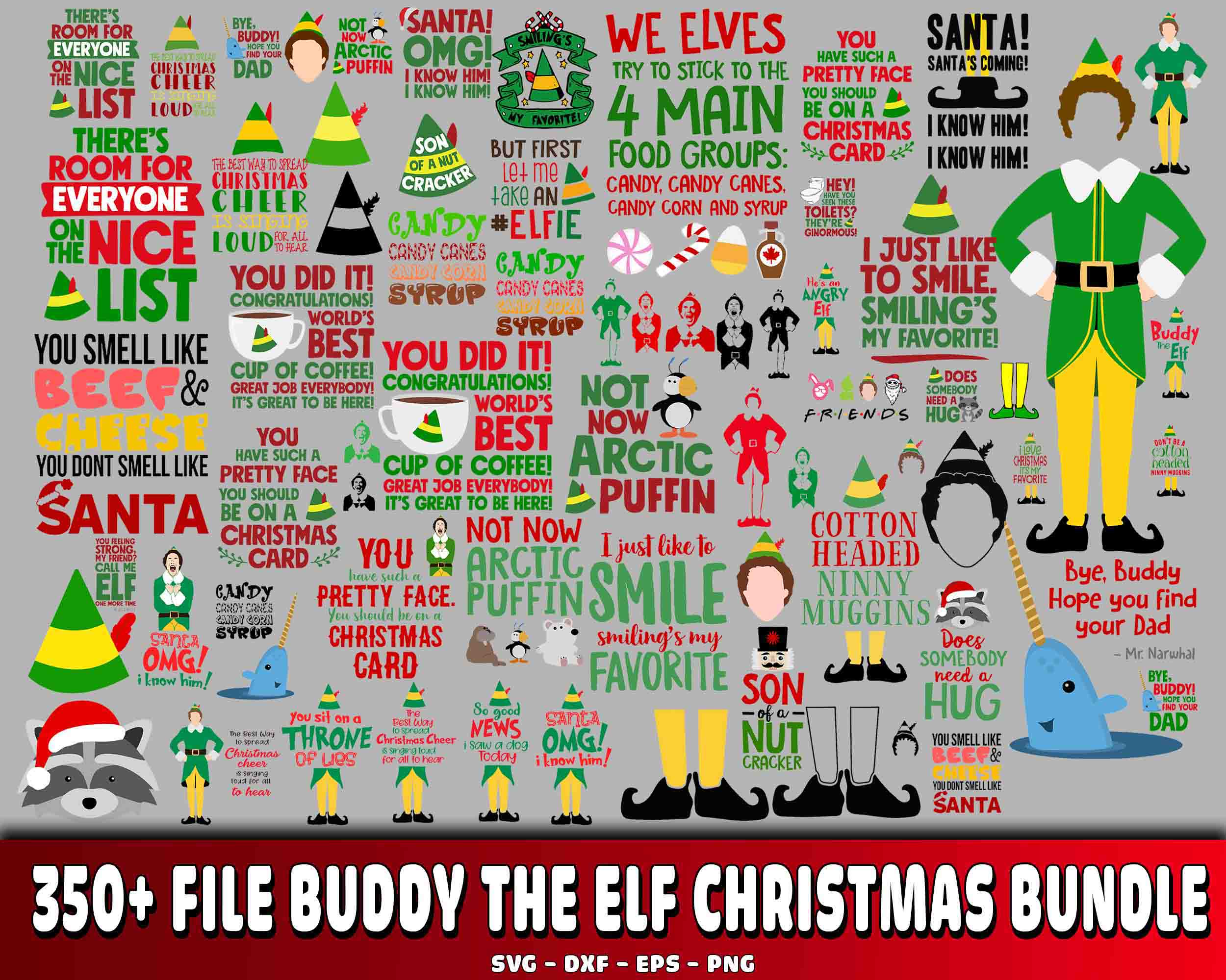 350 file Buddy The Elf Christmas bundle svg, Digital Downloa | Inspire ...