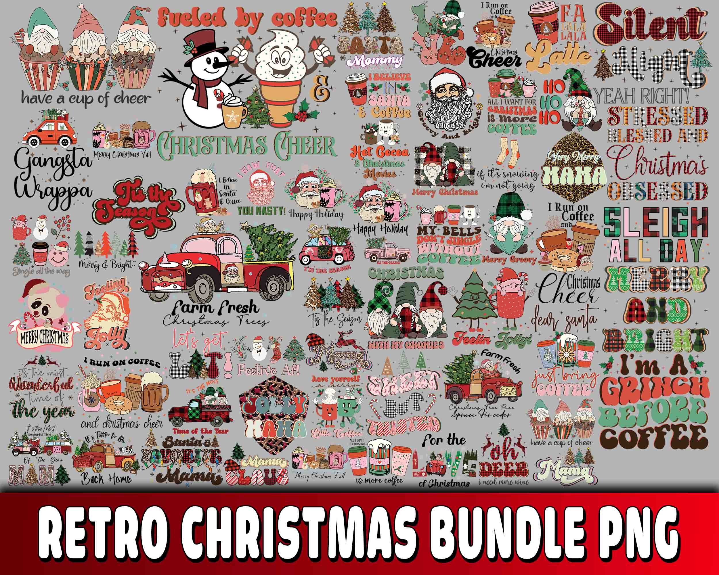 Retro christmas bundle 9, Digital Download - Inspire Uplift
