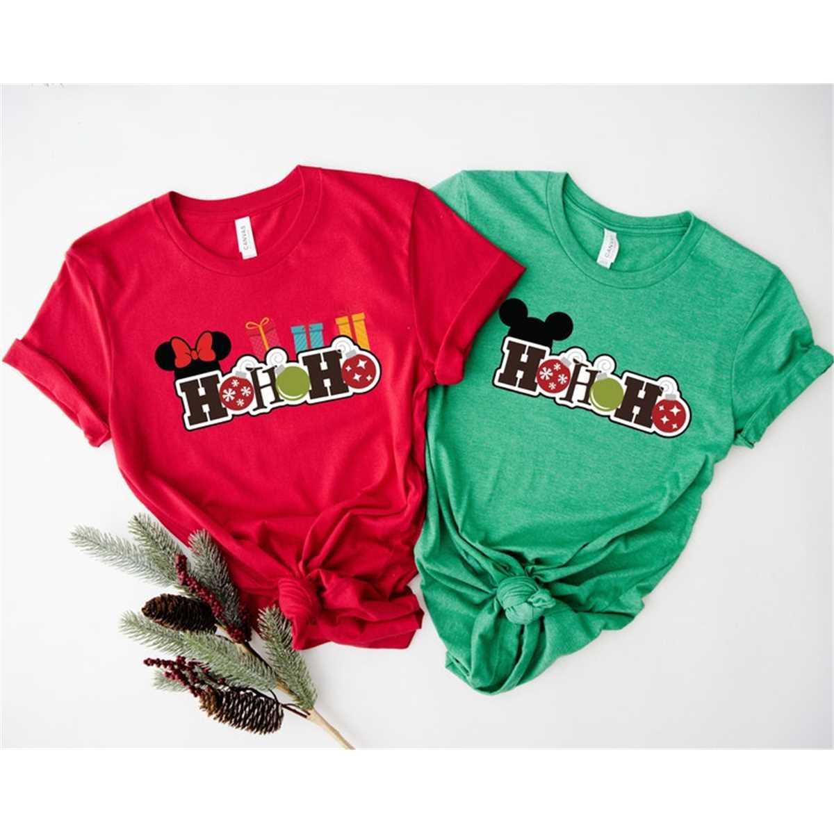 Disney Ho Ho Ho Couple Shirt, Disney Christmas Tee, Christma - Inspire ...