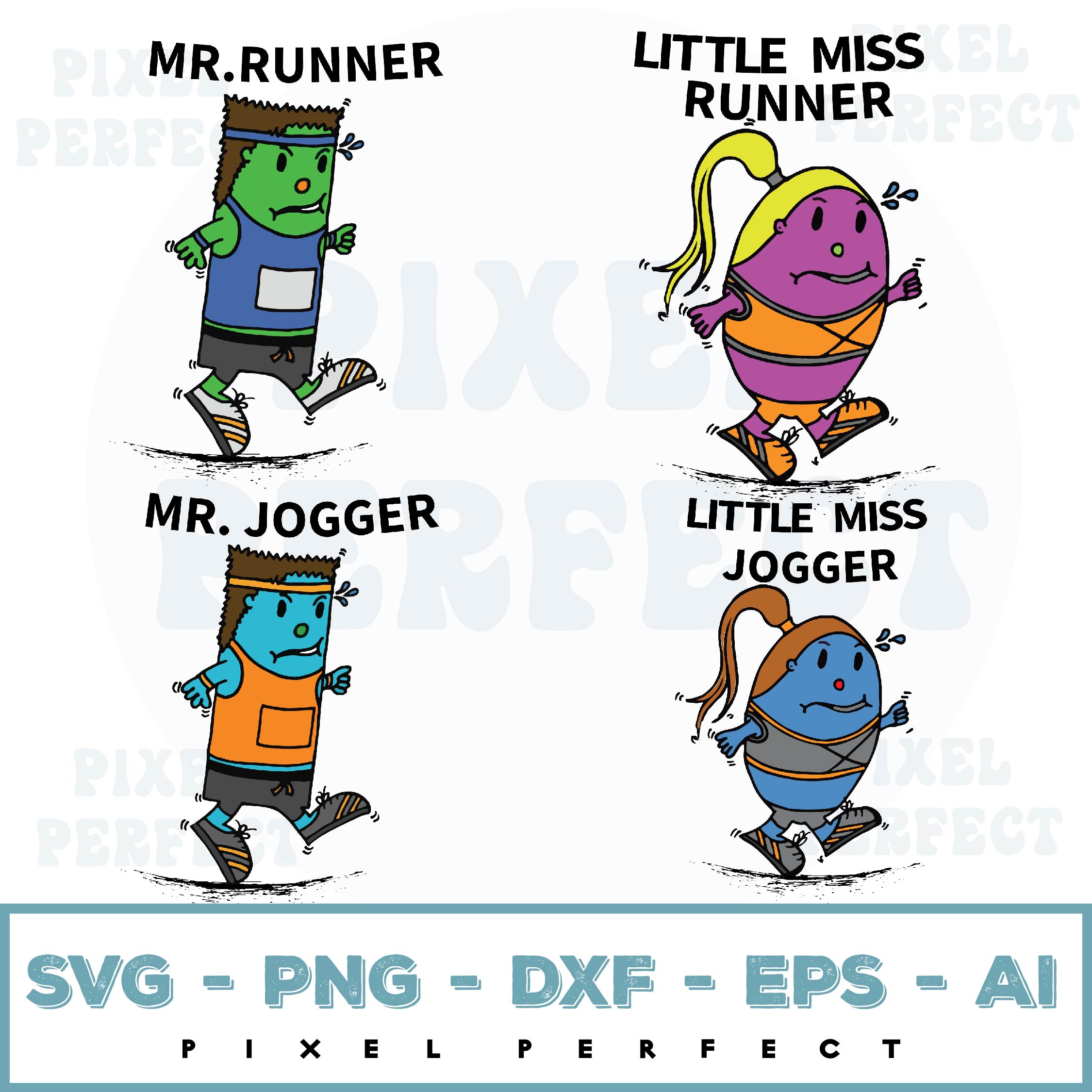 Mr. Runner Or Little Miss Jogger Svg, A Customisable Mr Men | Inspire ...