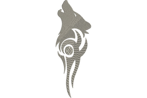 Beautiful Howling Wolf Embossed Embroidery Design, Cute Anim | Inspire ...