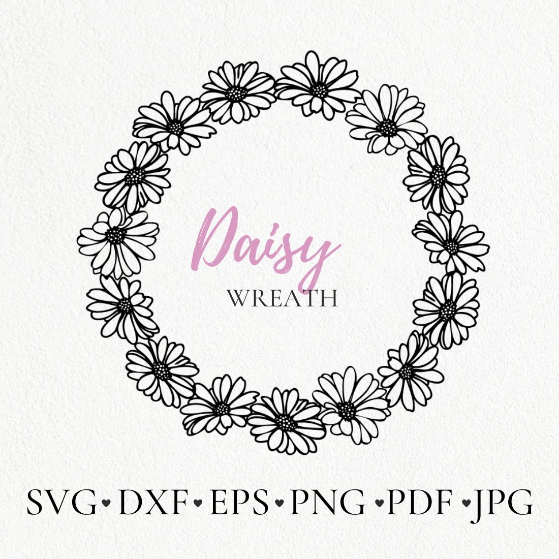 Daisy Wreath Flower SVG Frame, Cut file for design - Inspire Uplift