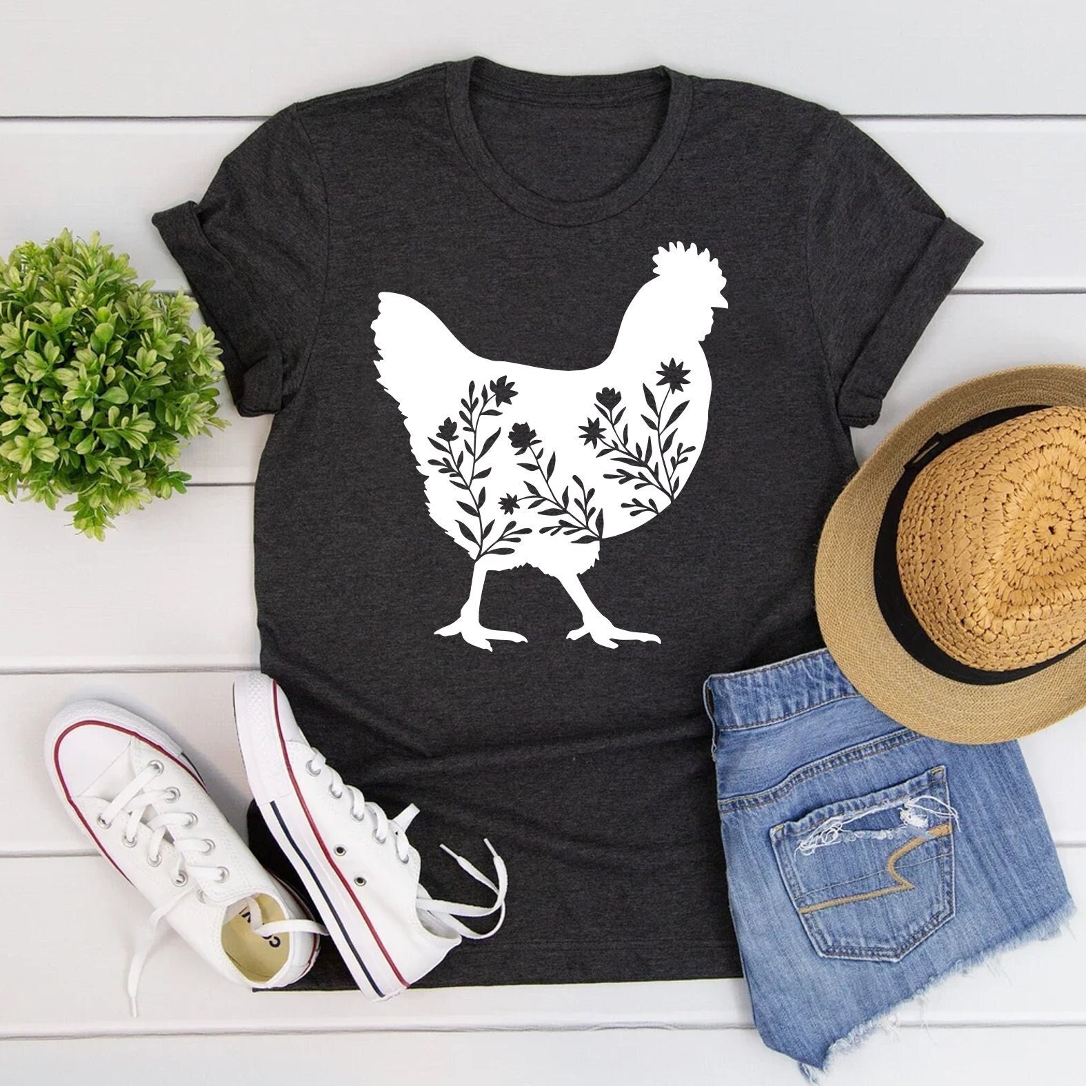 Floral Chicken Shirt, Chicken T-Shirt, Farm Shirt, Chicken L | Inspire ...